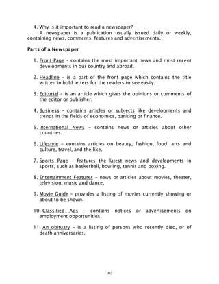 English 6-dlp-59-parts-of-a-newspaper | PDF
