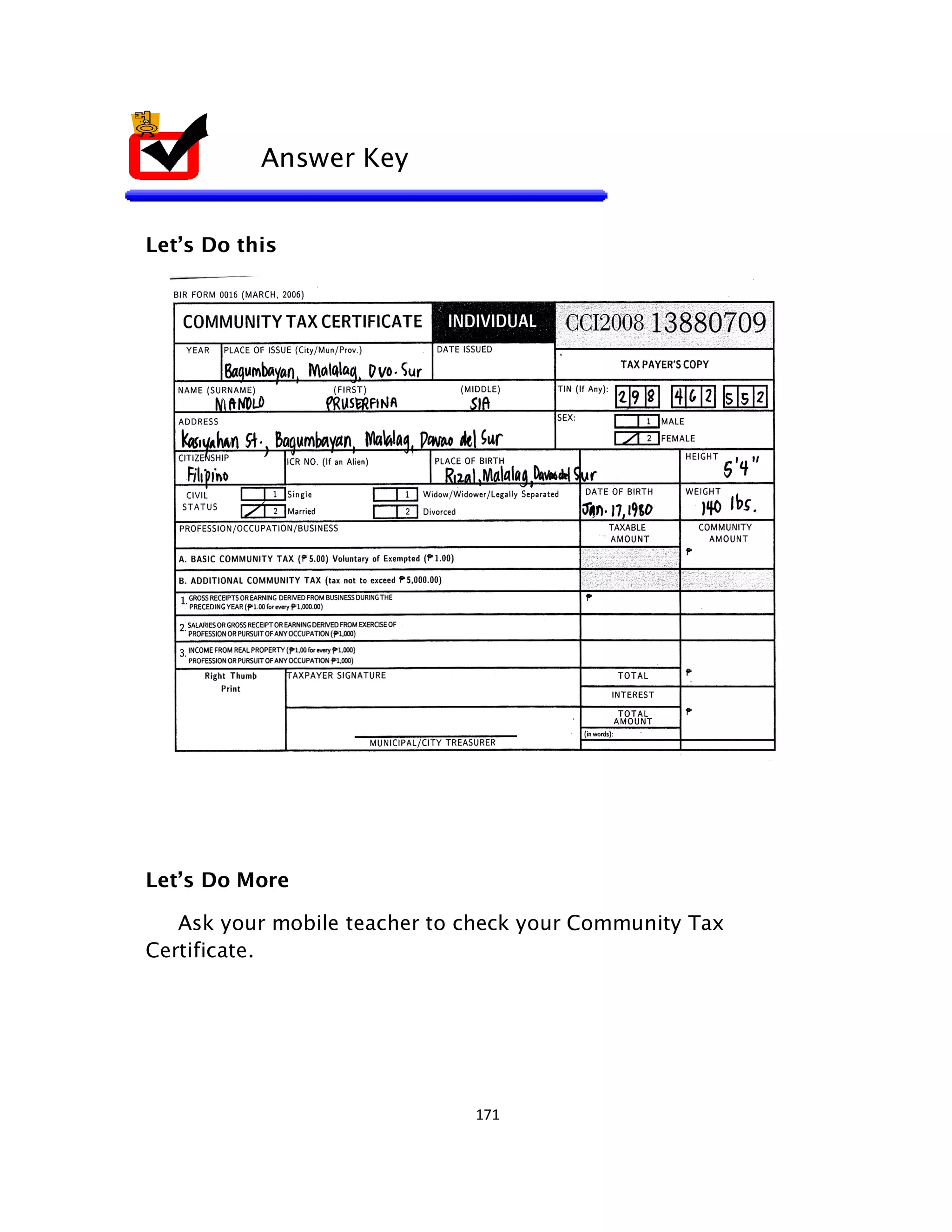 English 6-dlp-65-filling-out-community-tax-certificate | PDF