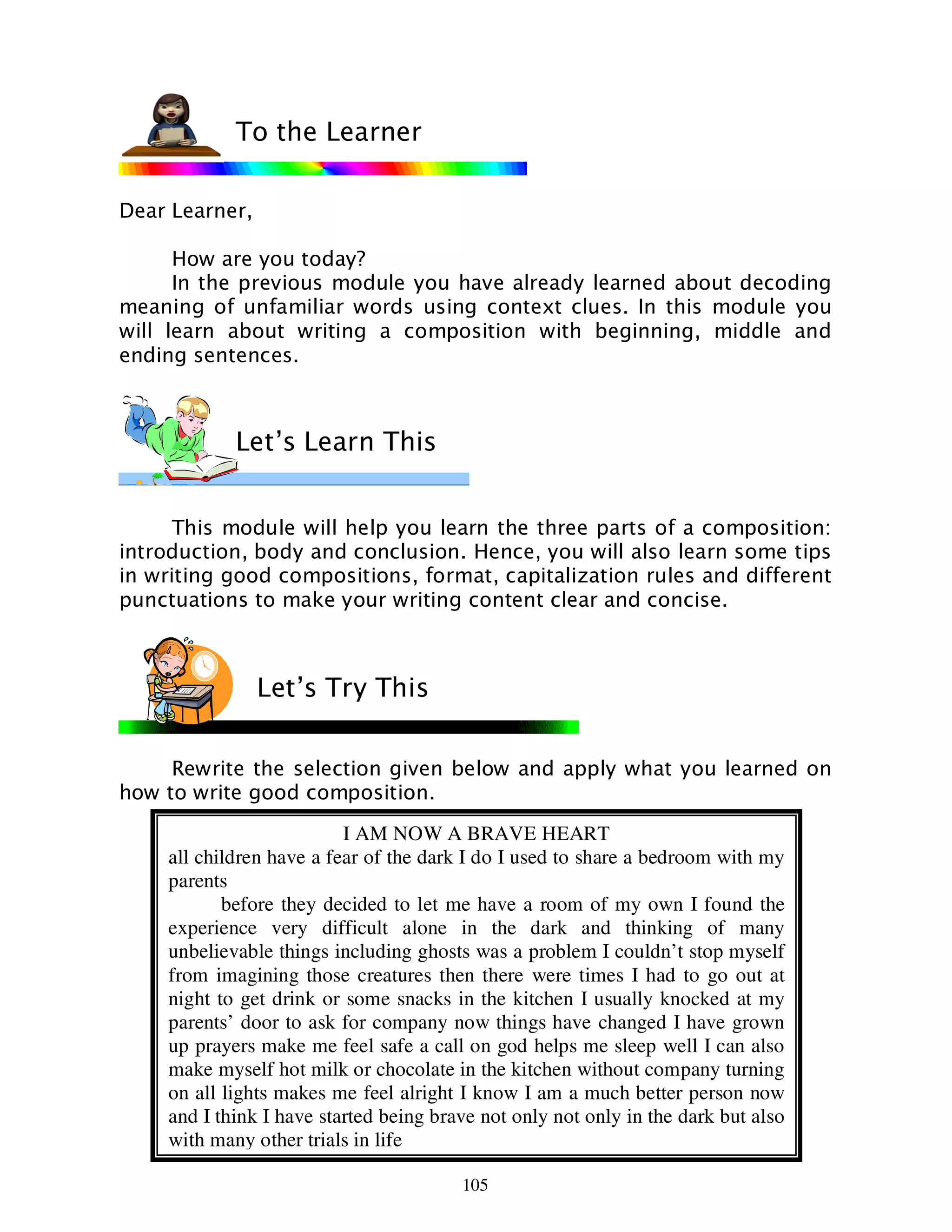 English 6-dlp-9-writing-a-composition- beginning-middle-coclusion | PDF