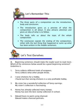 English 6-dlp-9-writing-a-composition- beginning-middle-coclusion | PDF