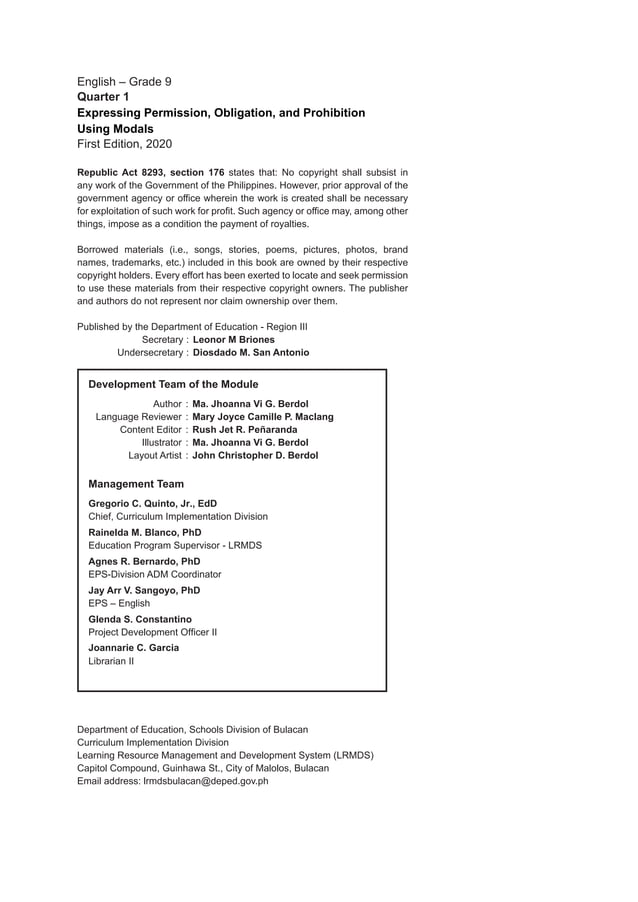 English-9-Q1-Module-1.pdf | Educational Assessment | Education