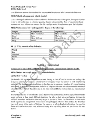 English 9th Solved Paper | PDF