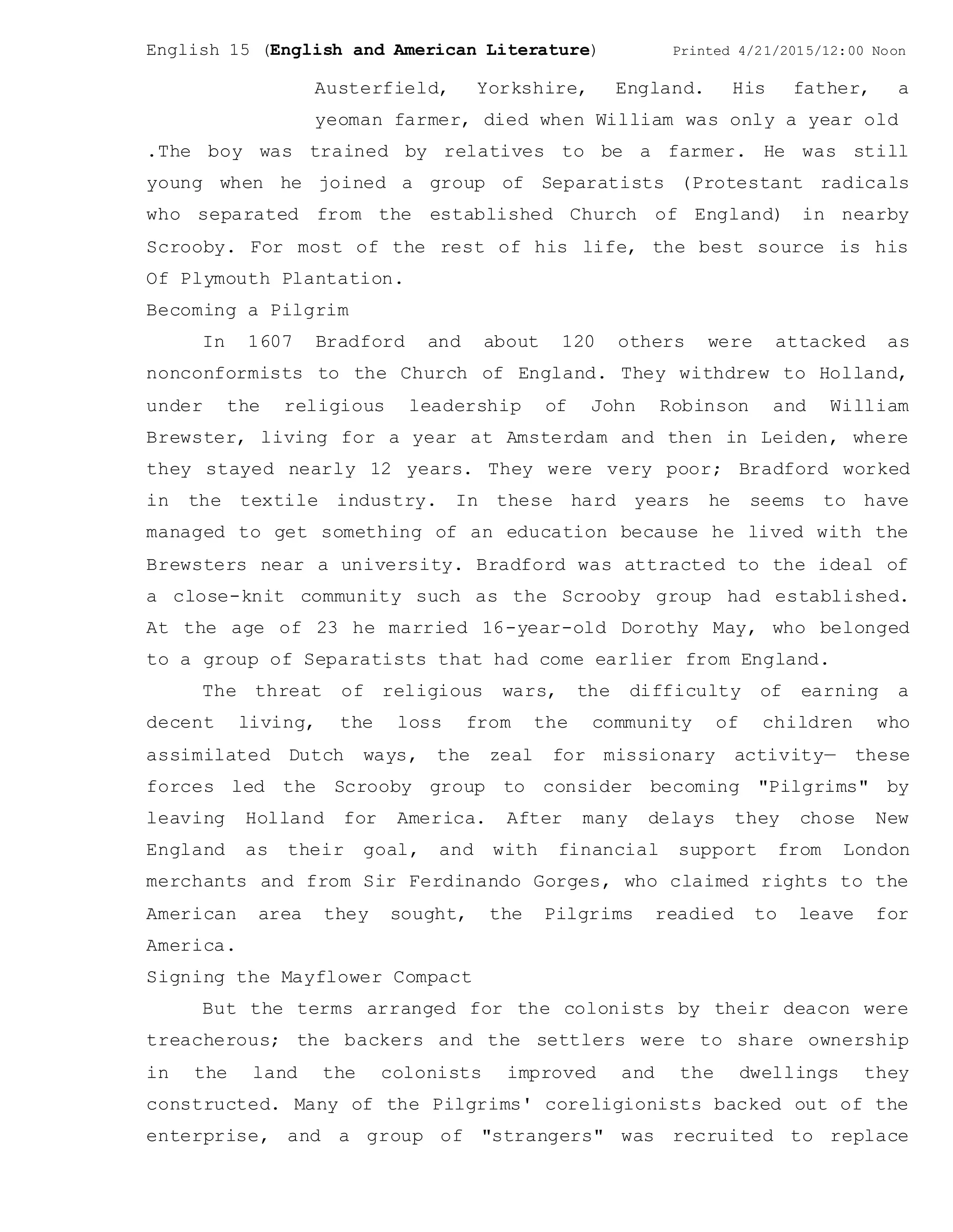 English and American Literature | DOCX