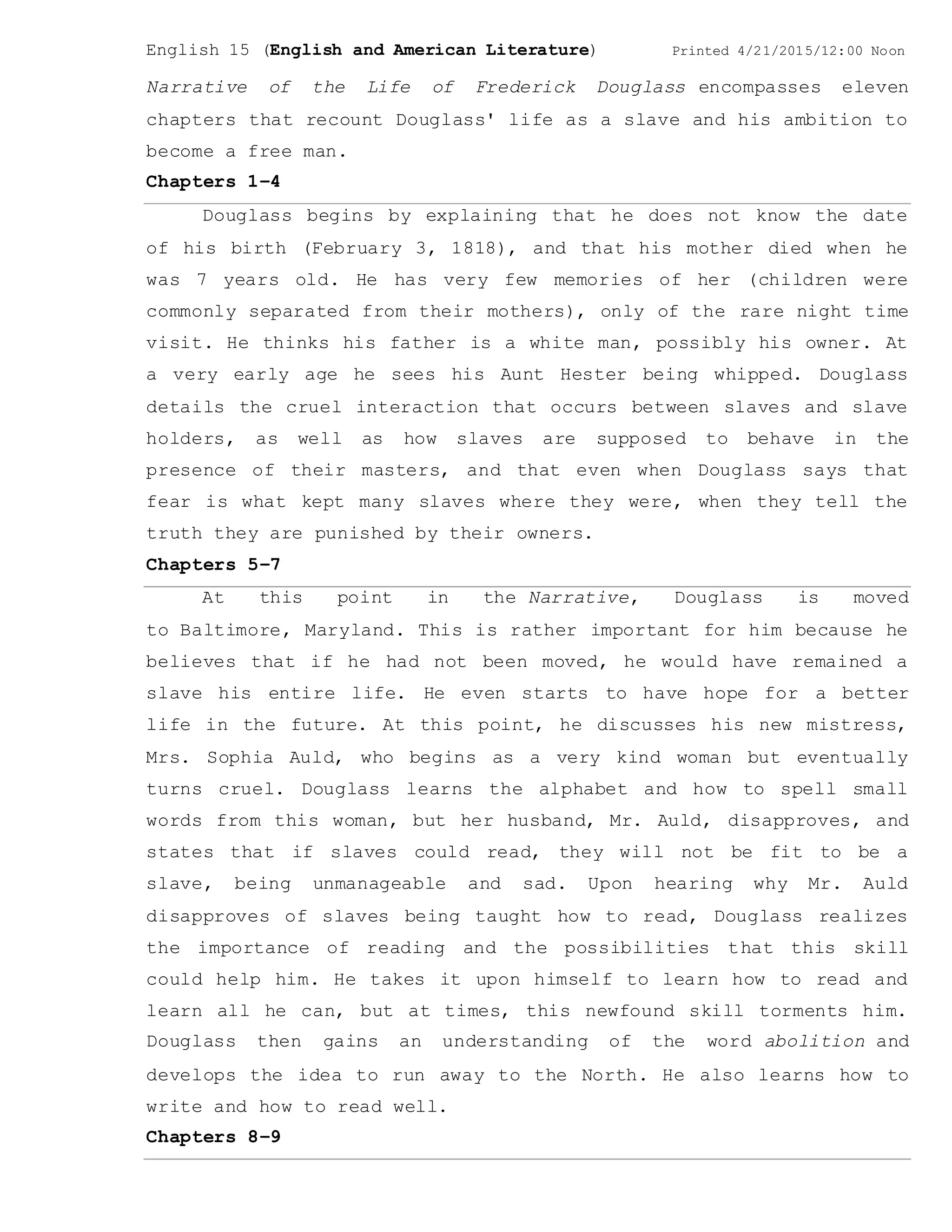English and American Literature | DOCX