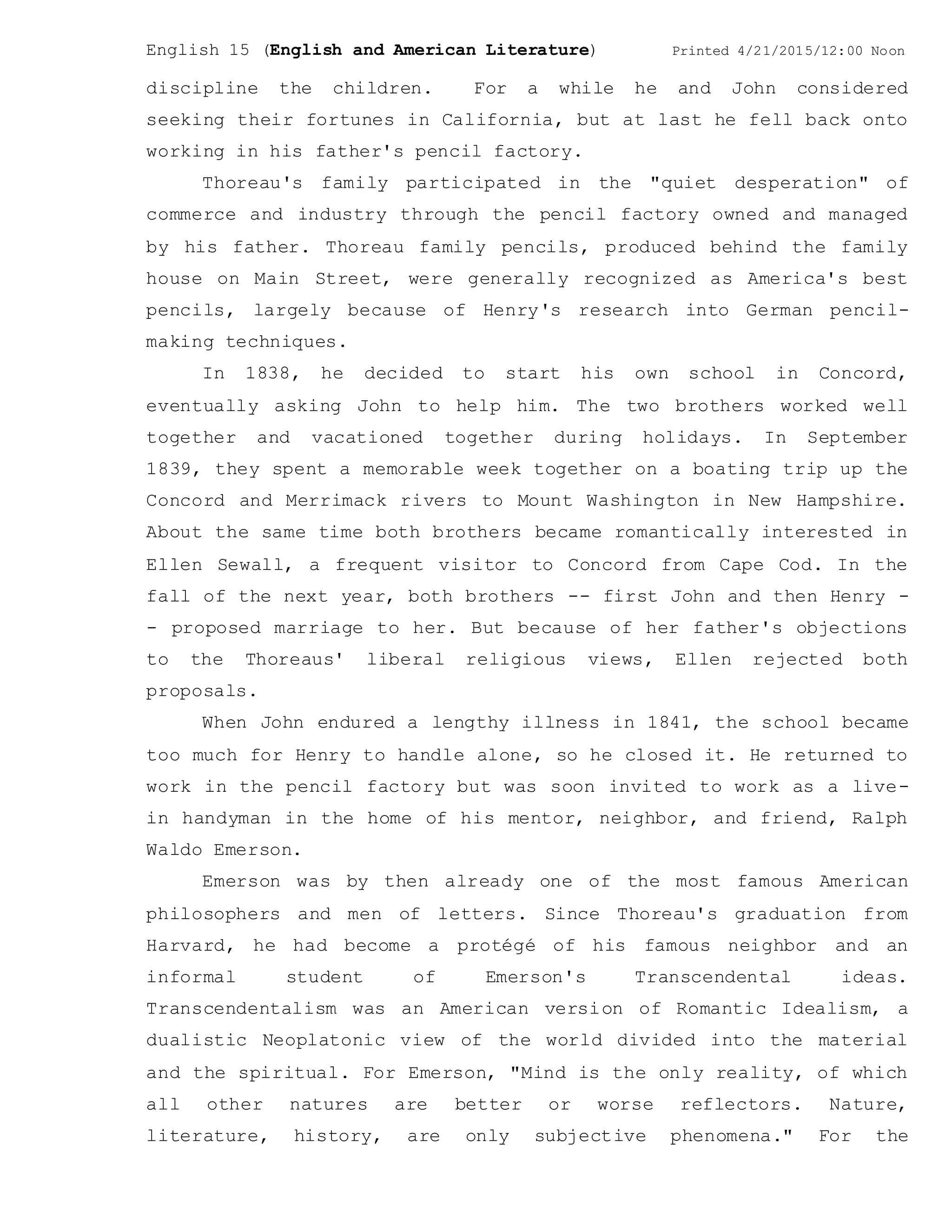 English and American Literature | DOCX
