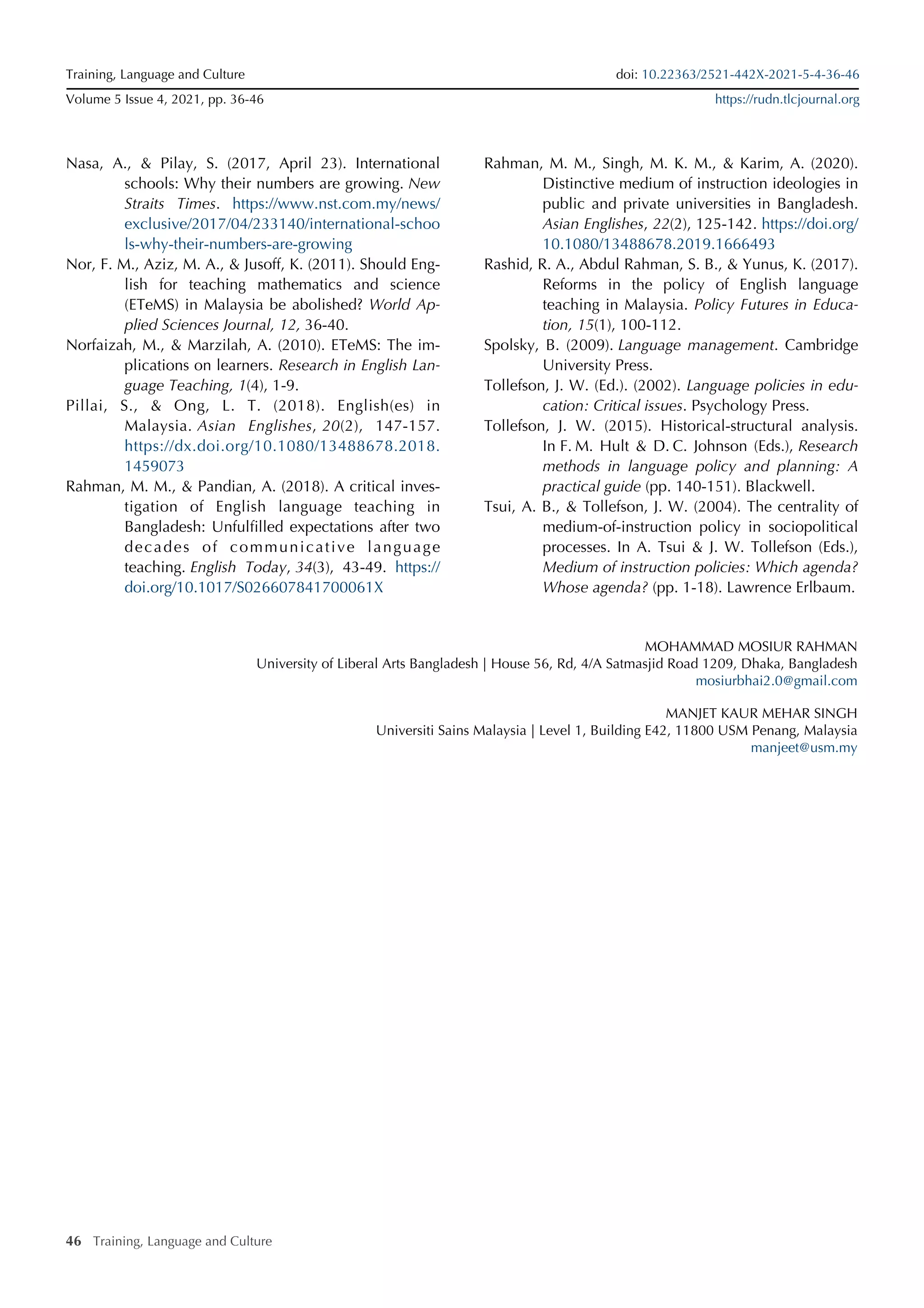 English and Malay language policy and planning in Malaysia | PDF