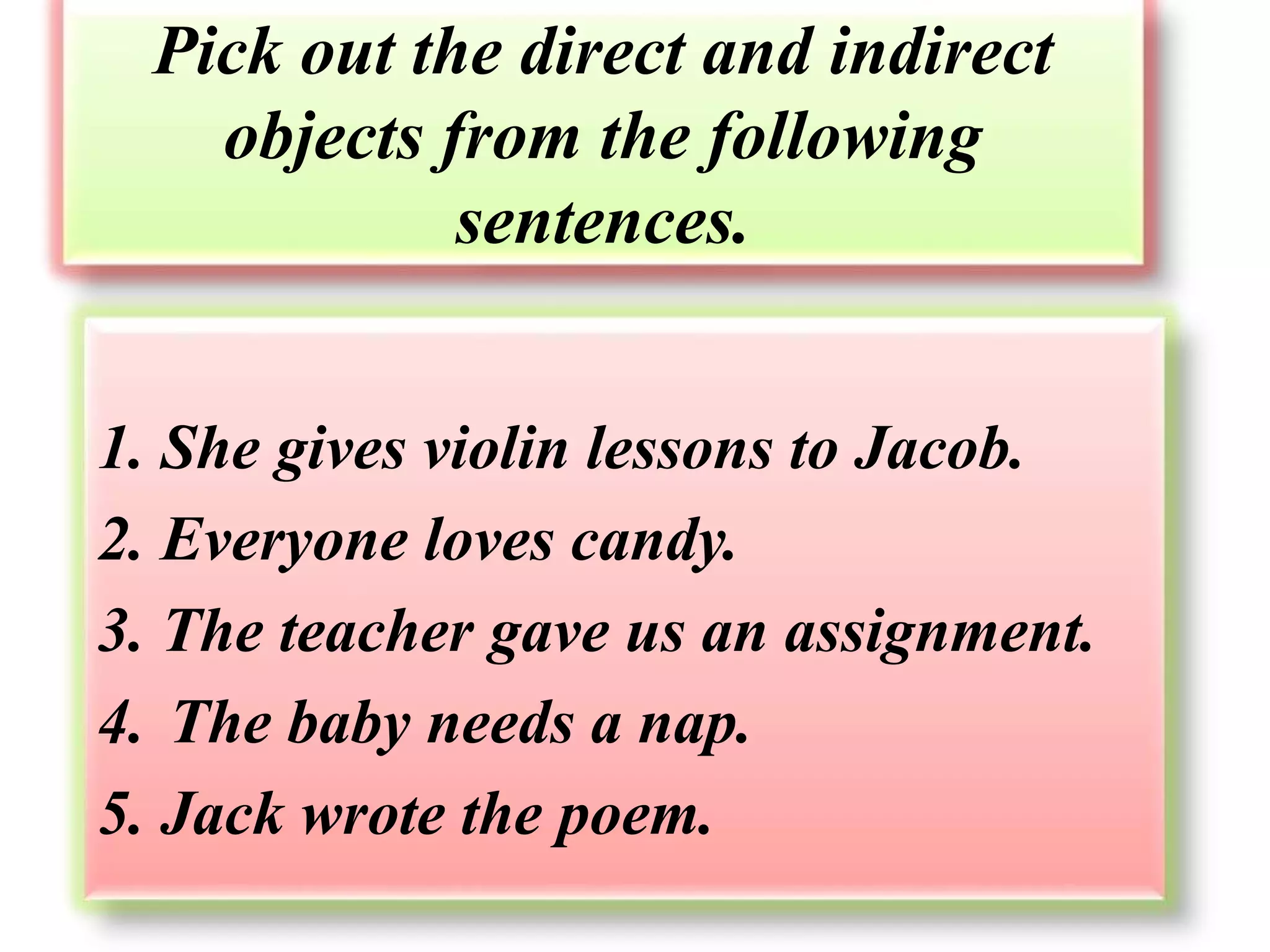 English direct and indirect object slide | PPTX