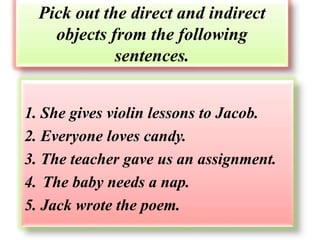 English direct and indirect object slide | PPTX
