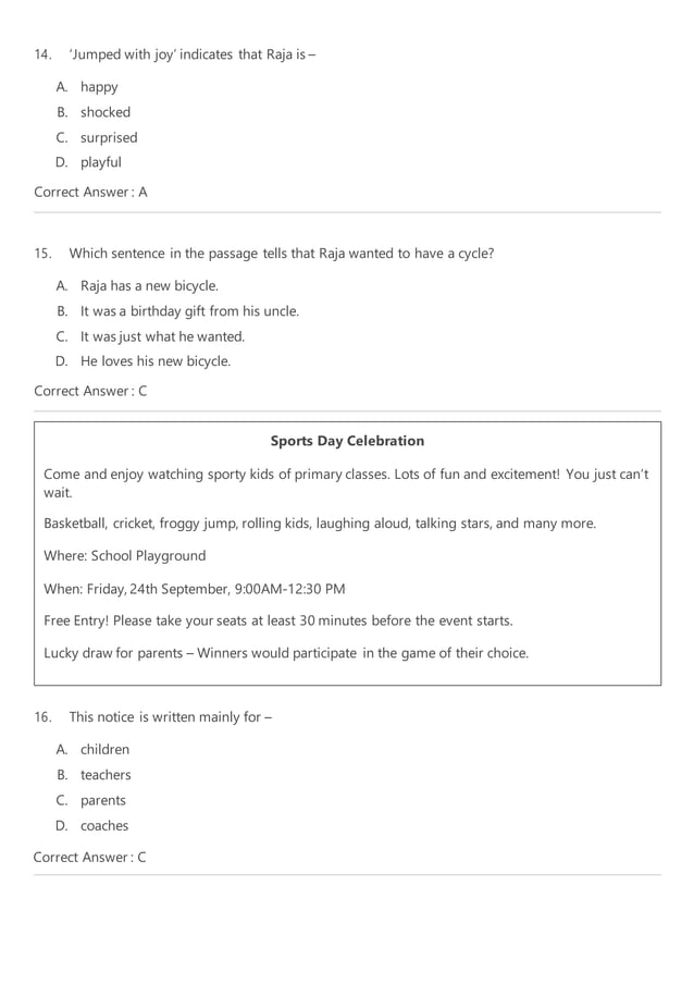 KV SLATE ENGLISH CLASS III WITH ANSWERS | DOCX | Large Animals | Pets