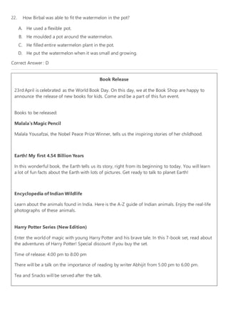 CLASS V SLATE ENGLISH WITH KEY | PDF