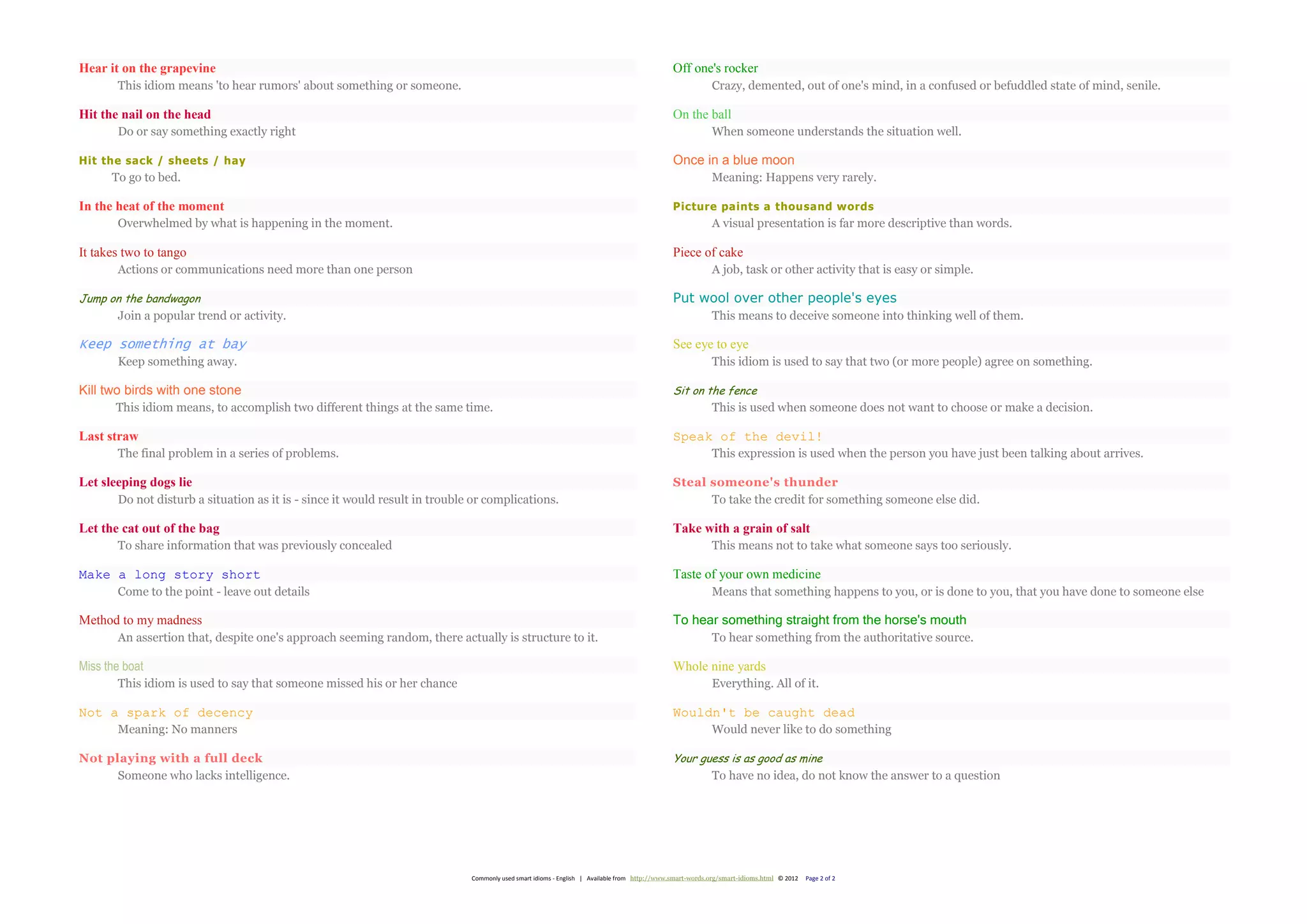 English idioms-commonly-used | PDF