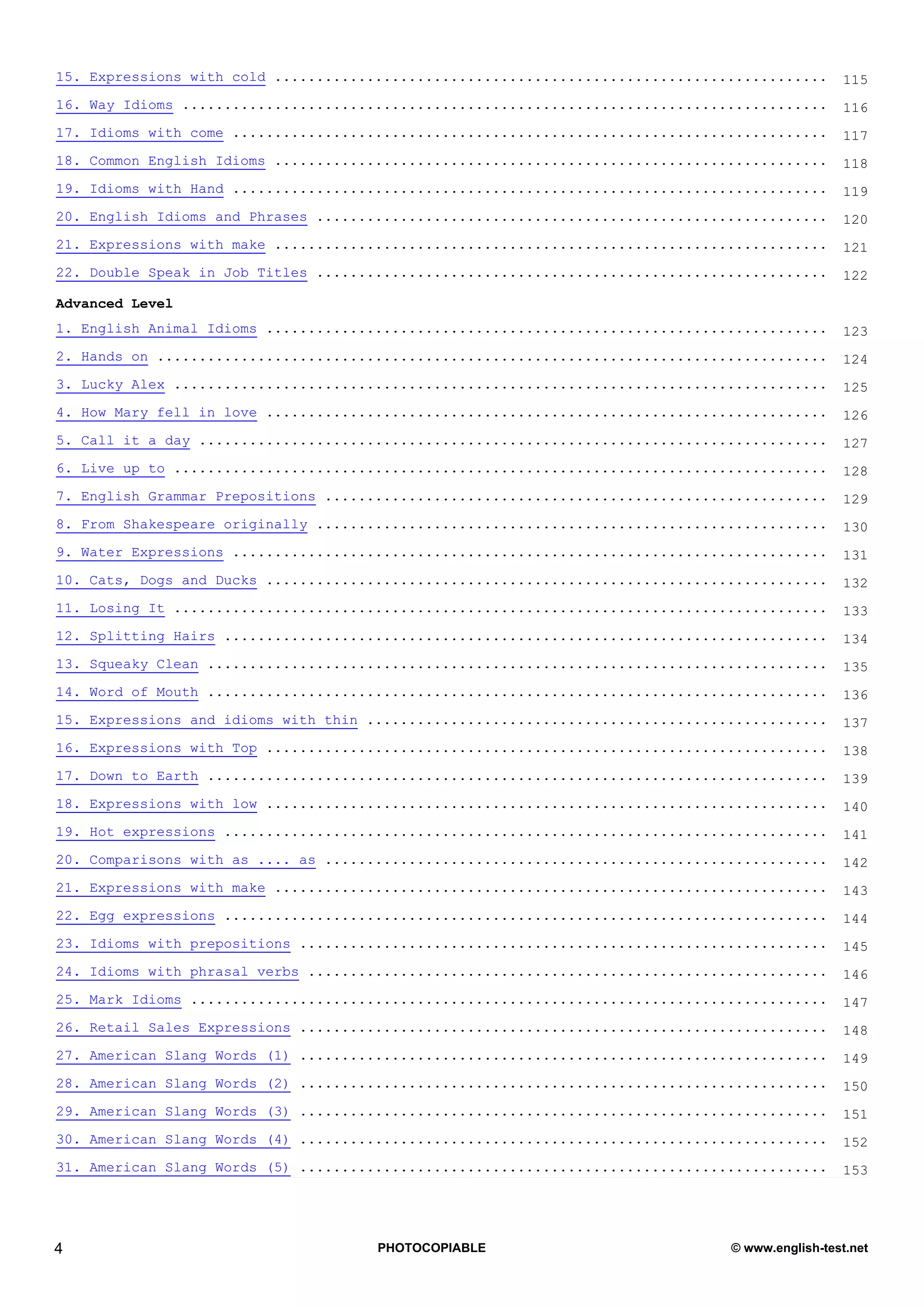 English Idioms Tests | PDF