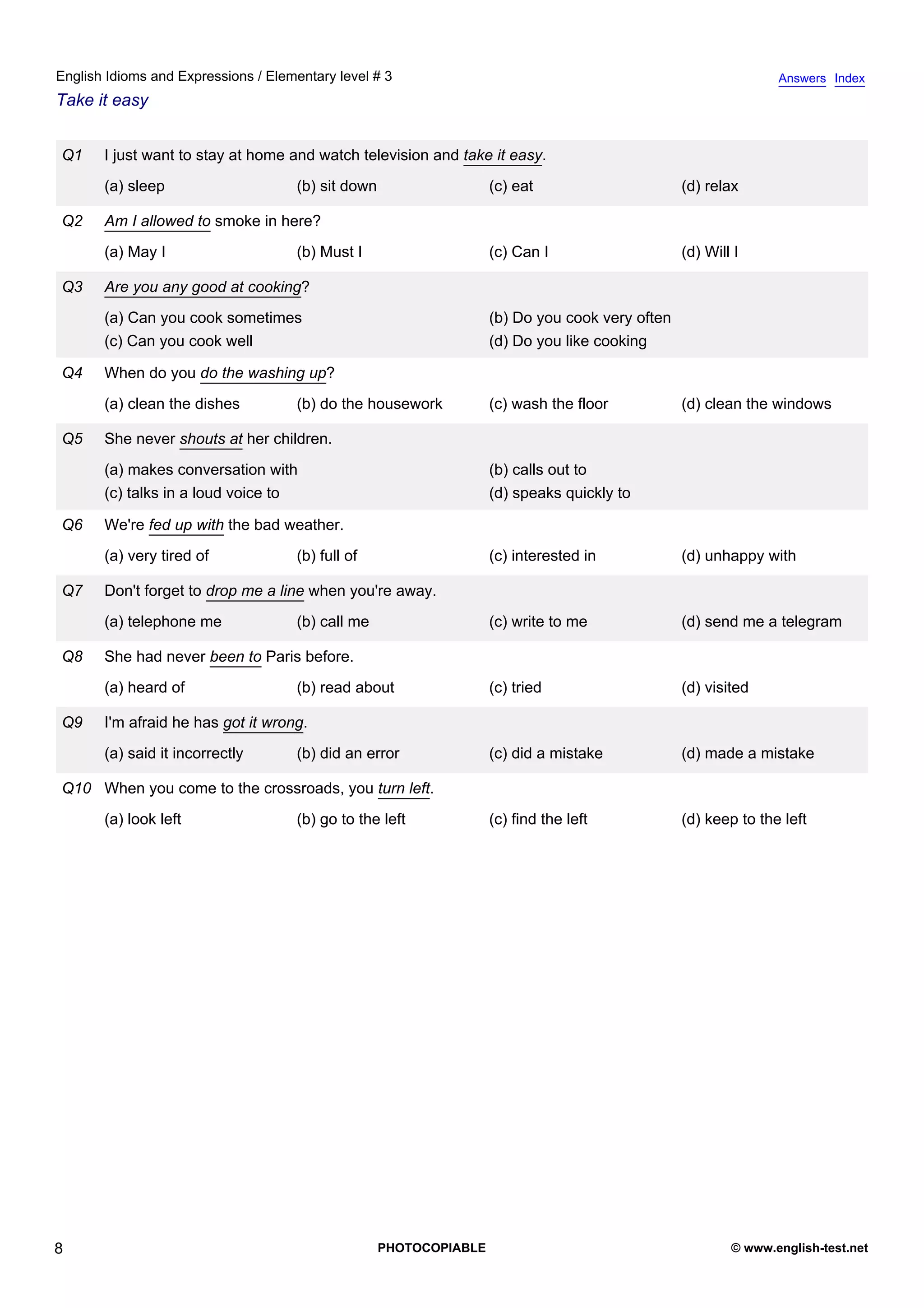 English Idioms Tests | PDF