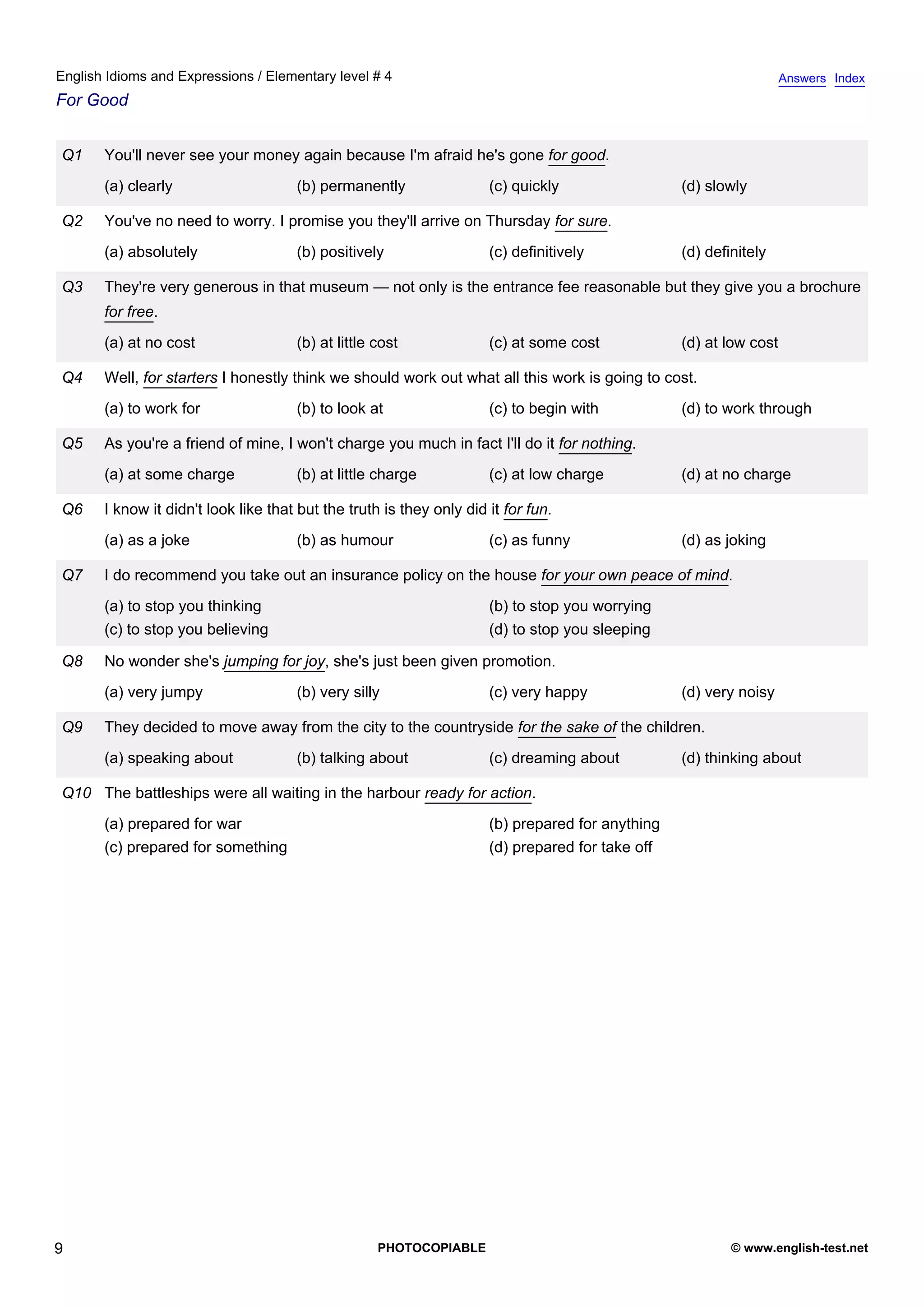 English Idioms Tests | PDF