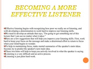 English (Improving Listening Efficency) | PPT