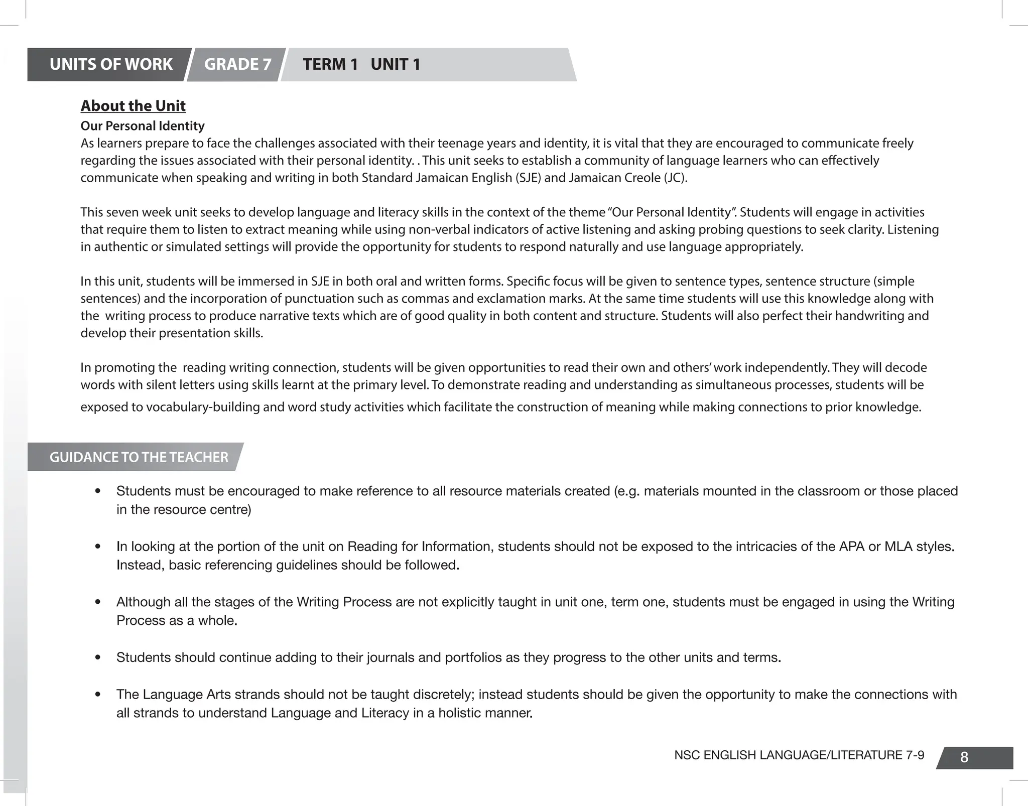 English-Language grade 7-9 curriculum APSE 1 | PDF