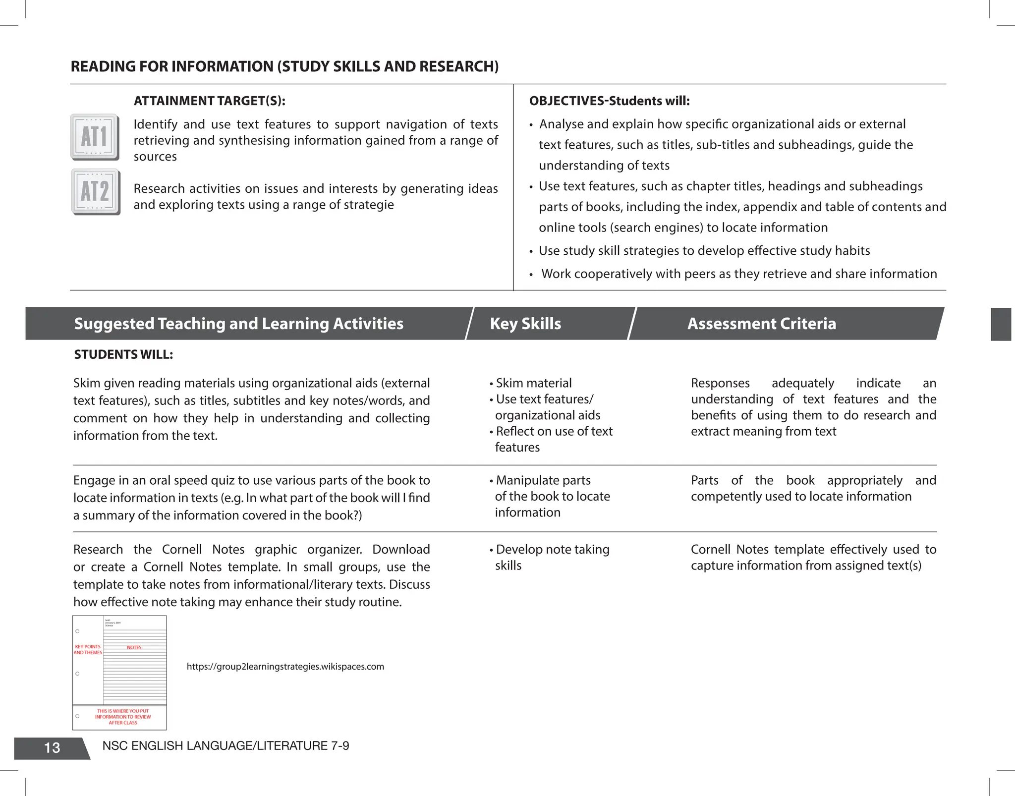 English-Language grade 7-9 curriculum APSE 1 | PDF