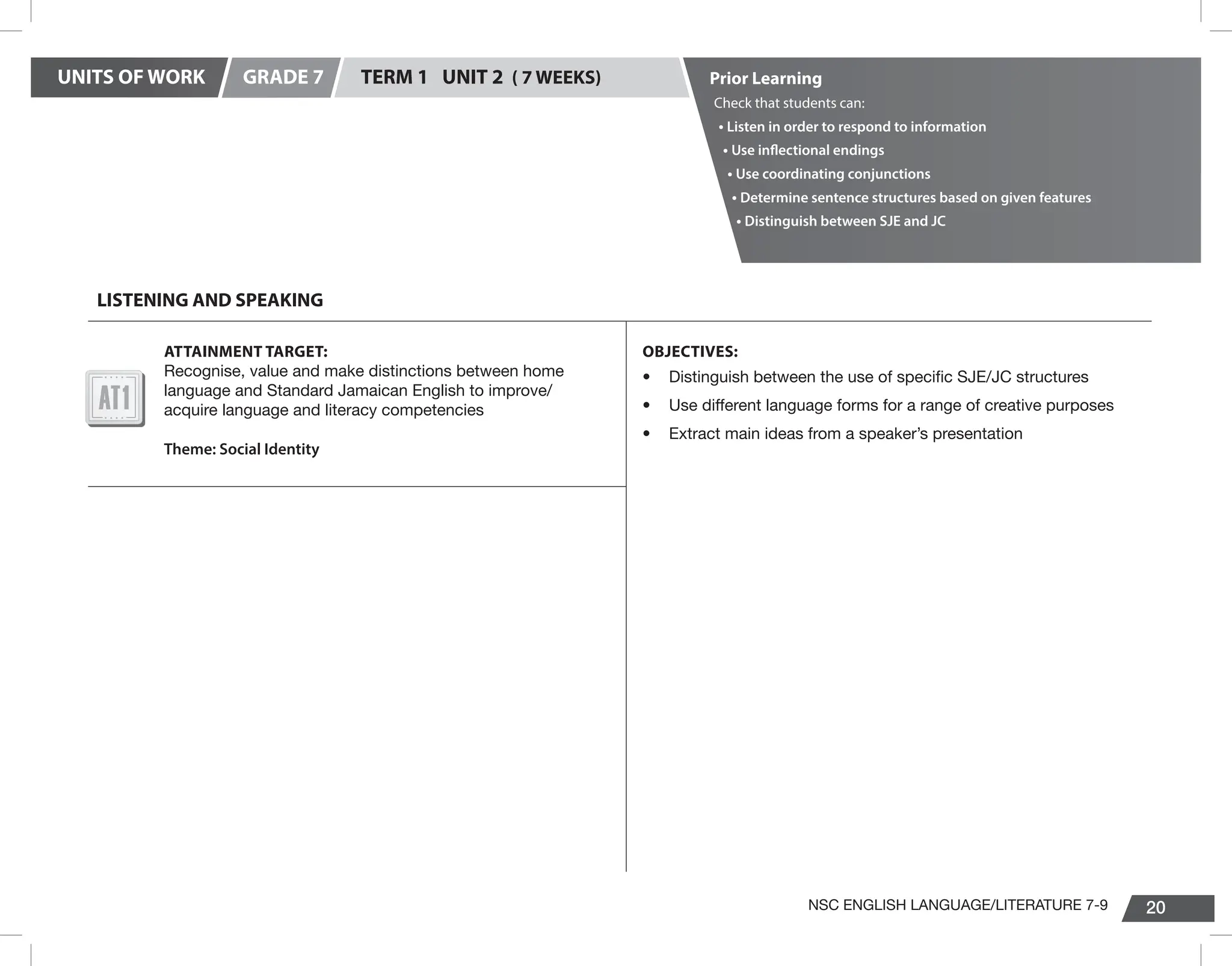 English-Language grade 7-9 curriculum APSE 1 | PDF