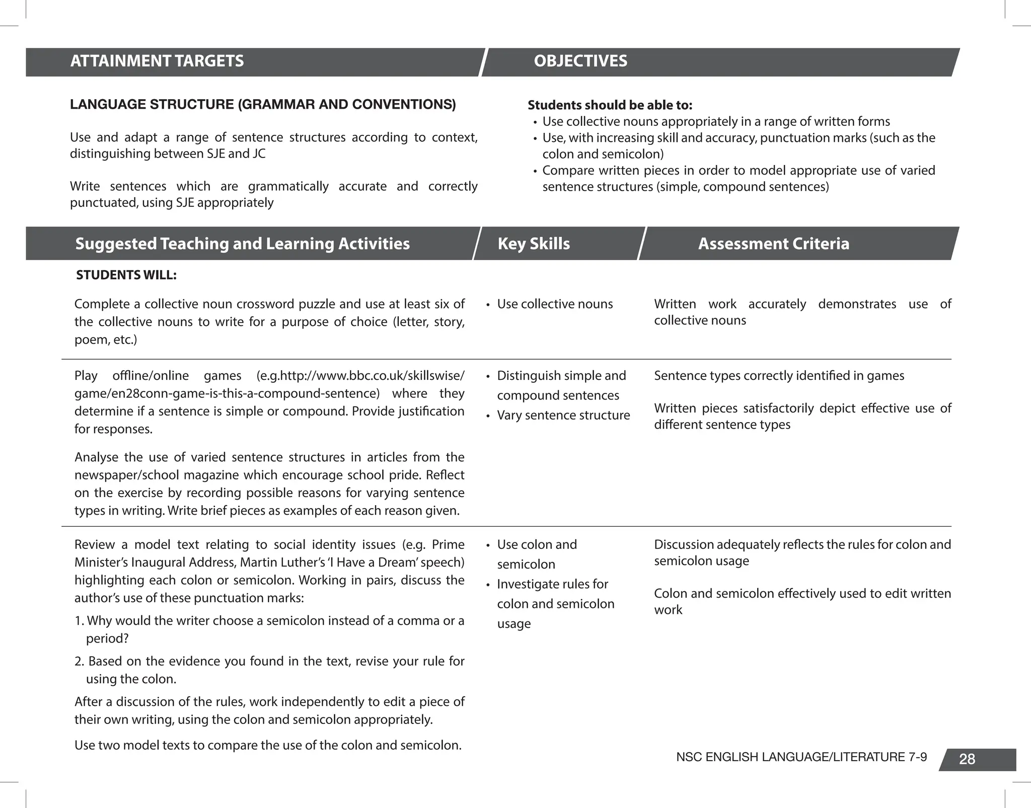 English-Language grade 7-9 curriculum APSE 1 | PDF