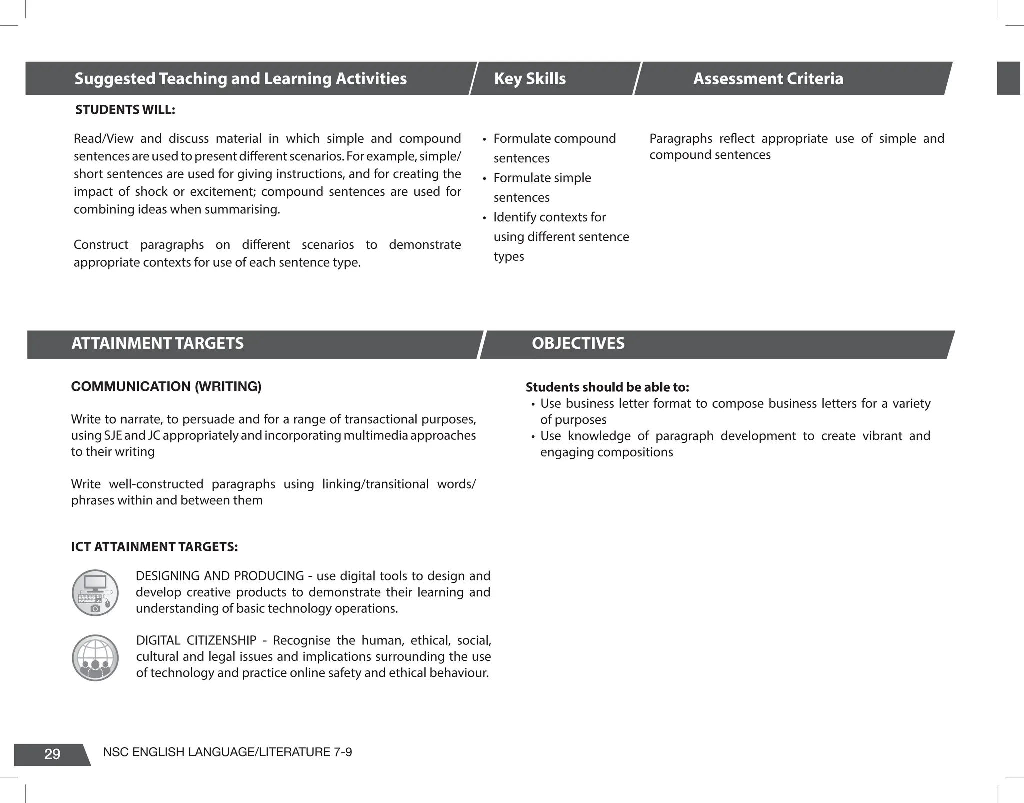 English-Language grade 7-9 curriculum APSE 1 | PDF