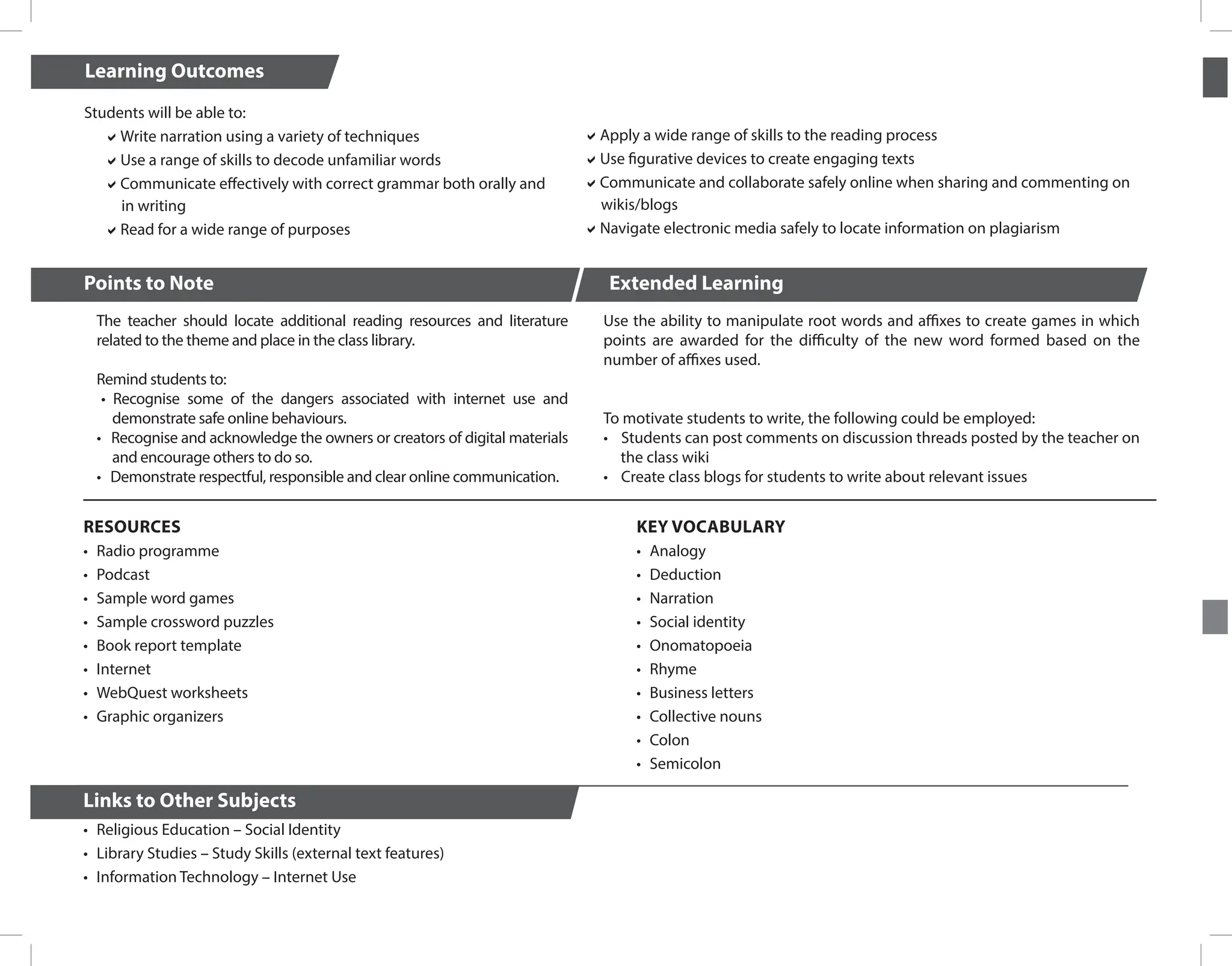 English-Language grade 7-9 curriculum APSE 1 | PDF