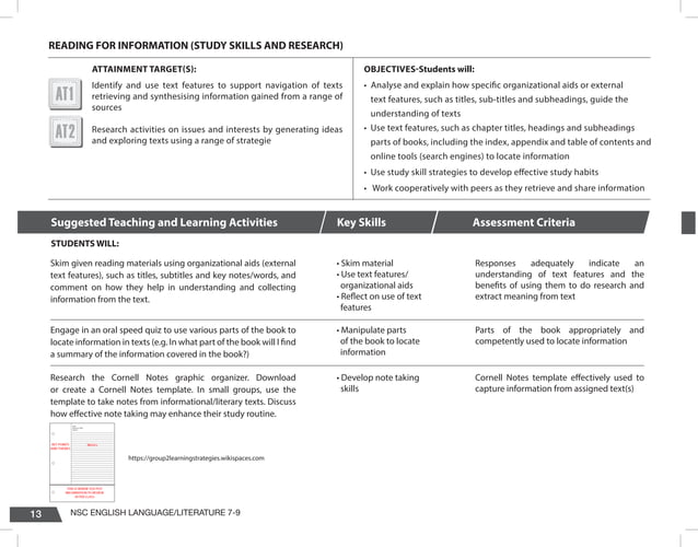English-Language grade 7-9 curriculum APSE 1 | PDF