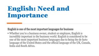 English - Need and Importance | PDF