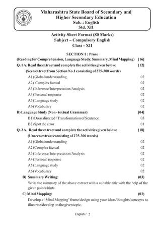 English-Paper-Pattern.pdf HSC ENGLISH PAPER PATTERN | PDF