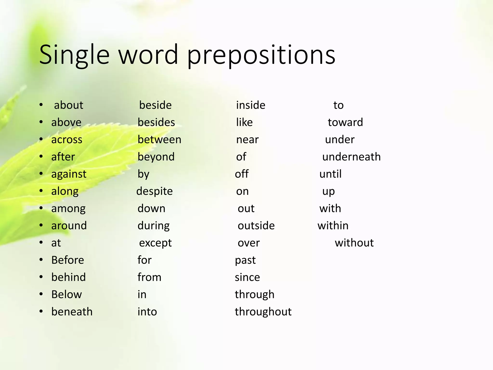 prepositions | PPTX