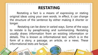 Q4-W6-Restating Informational Text Grade 3 | PPTX