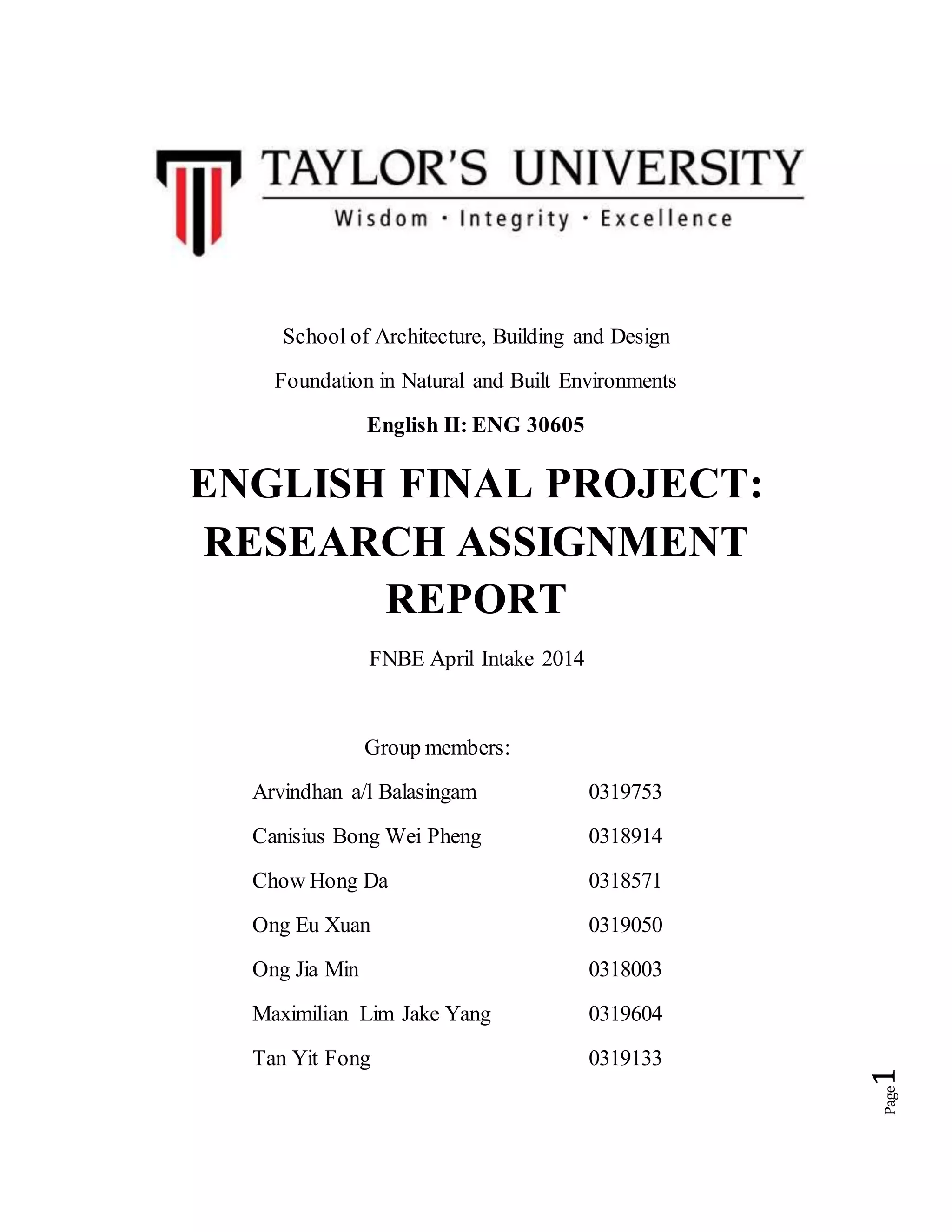 English II: Research Assignment (Report) | PDF