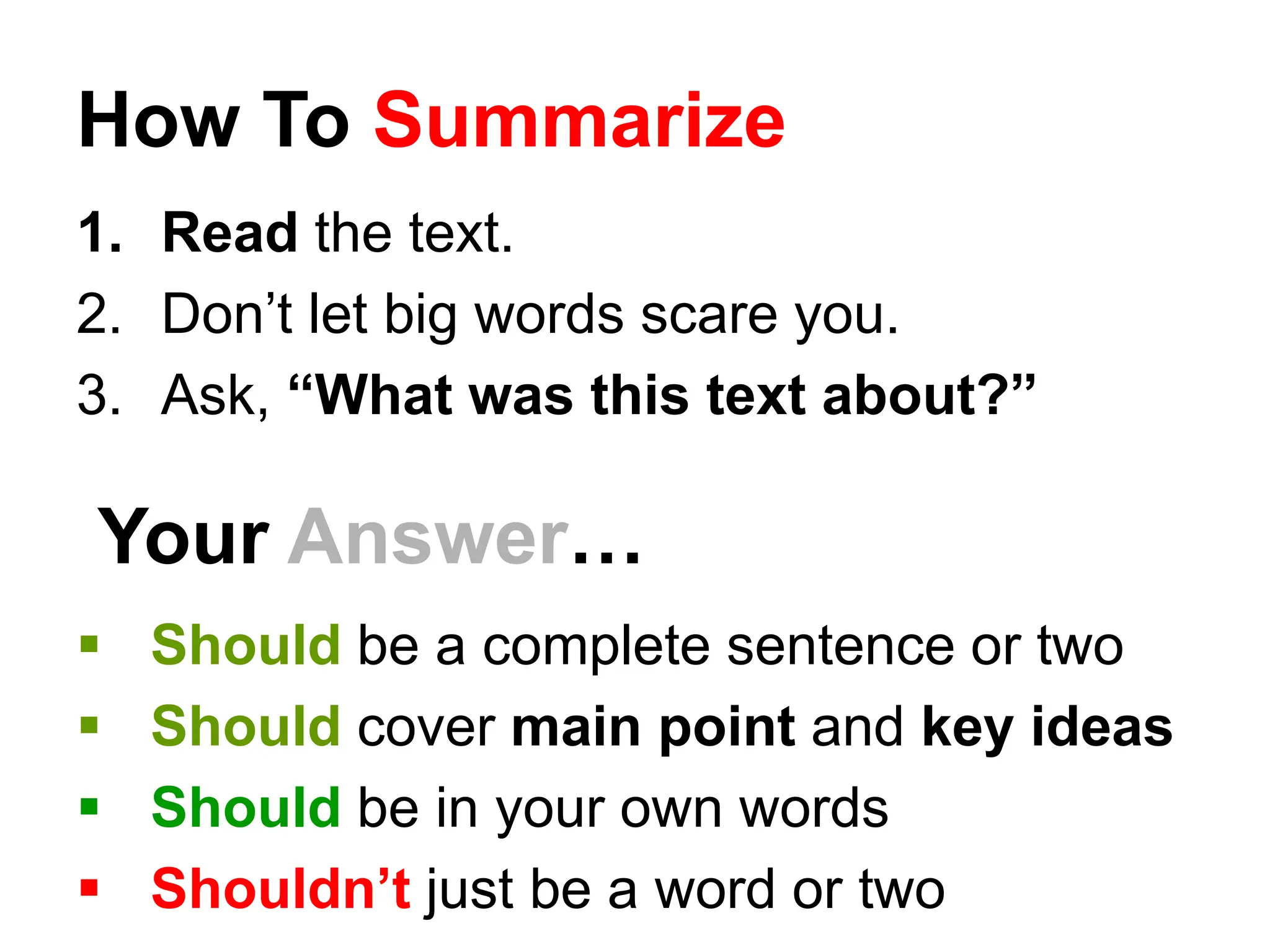 English - Summarizing Lesson.ppt