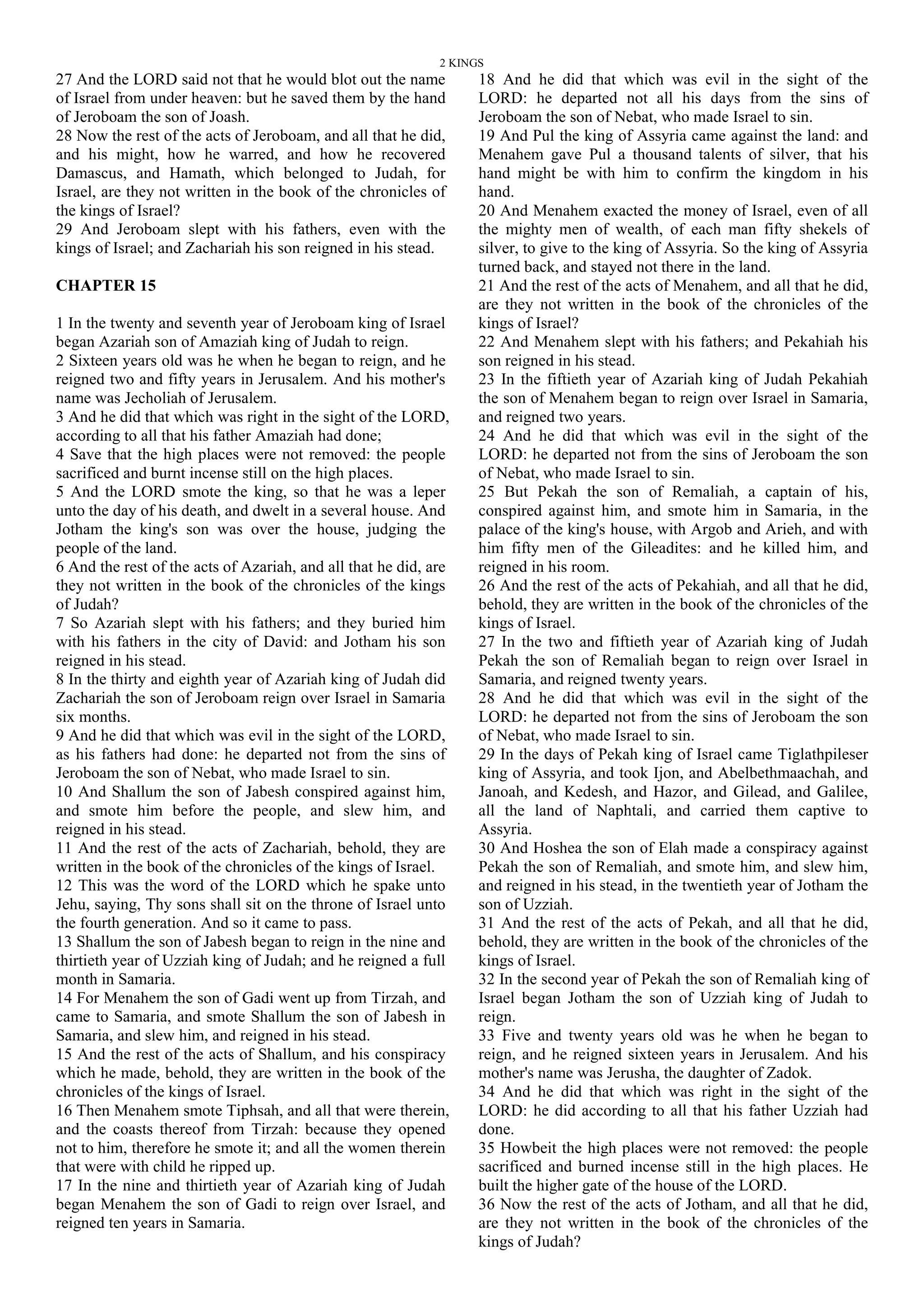 English The Book Of 2nd Kings King James Bible Pdf