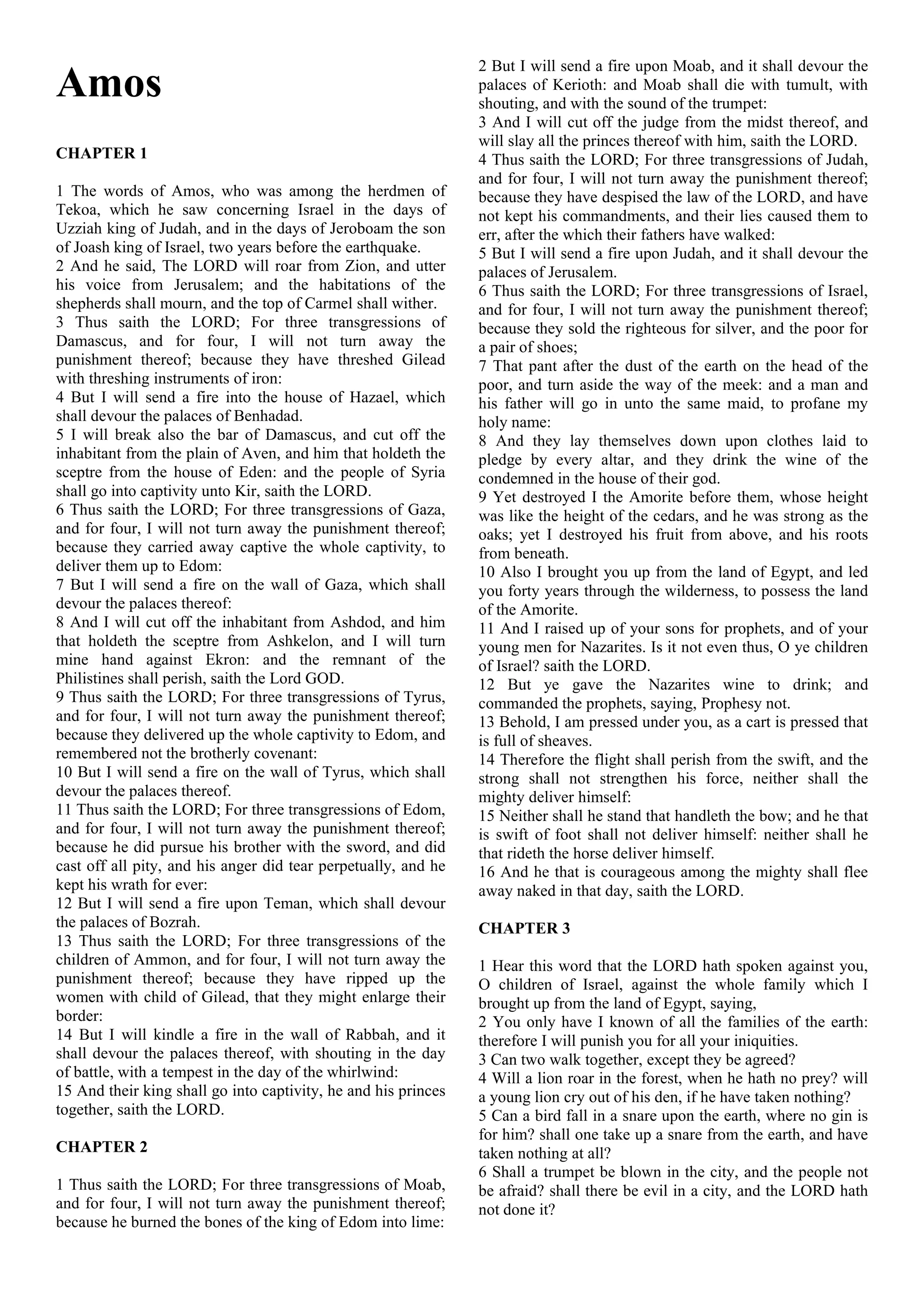 English The Book Of Prophet Amos King James Bible Pdf