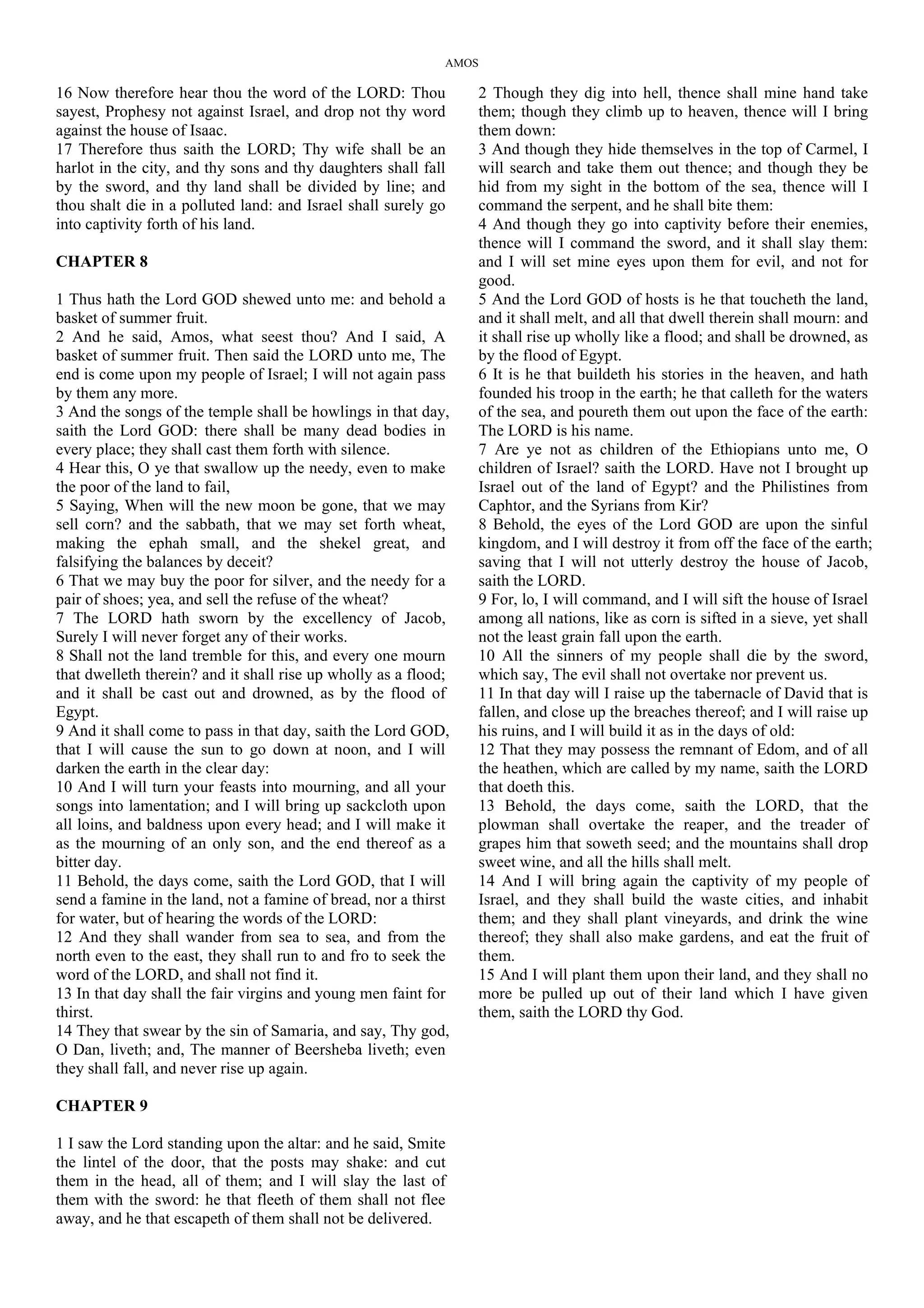 English The Book Of Prophet Amos King James Bible Pdf