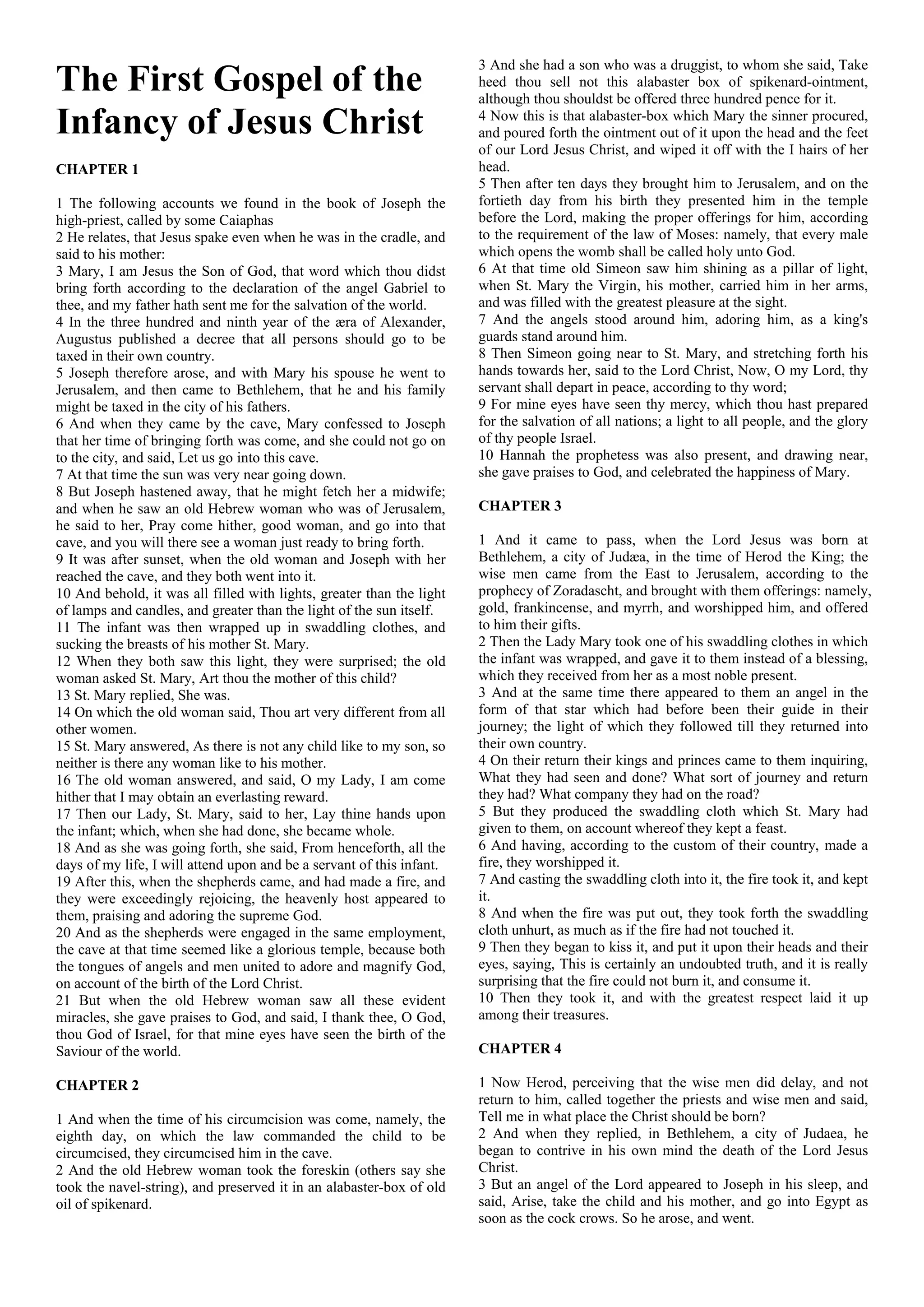 English - The First Gospel of the Infancy of Jesus Christ.pdf | Christianity | Religion ...