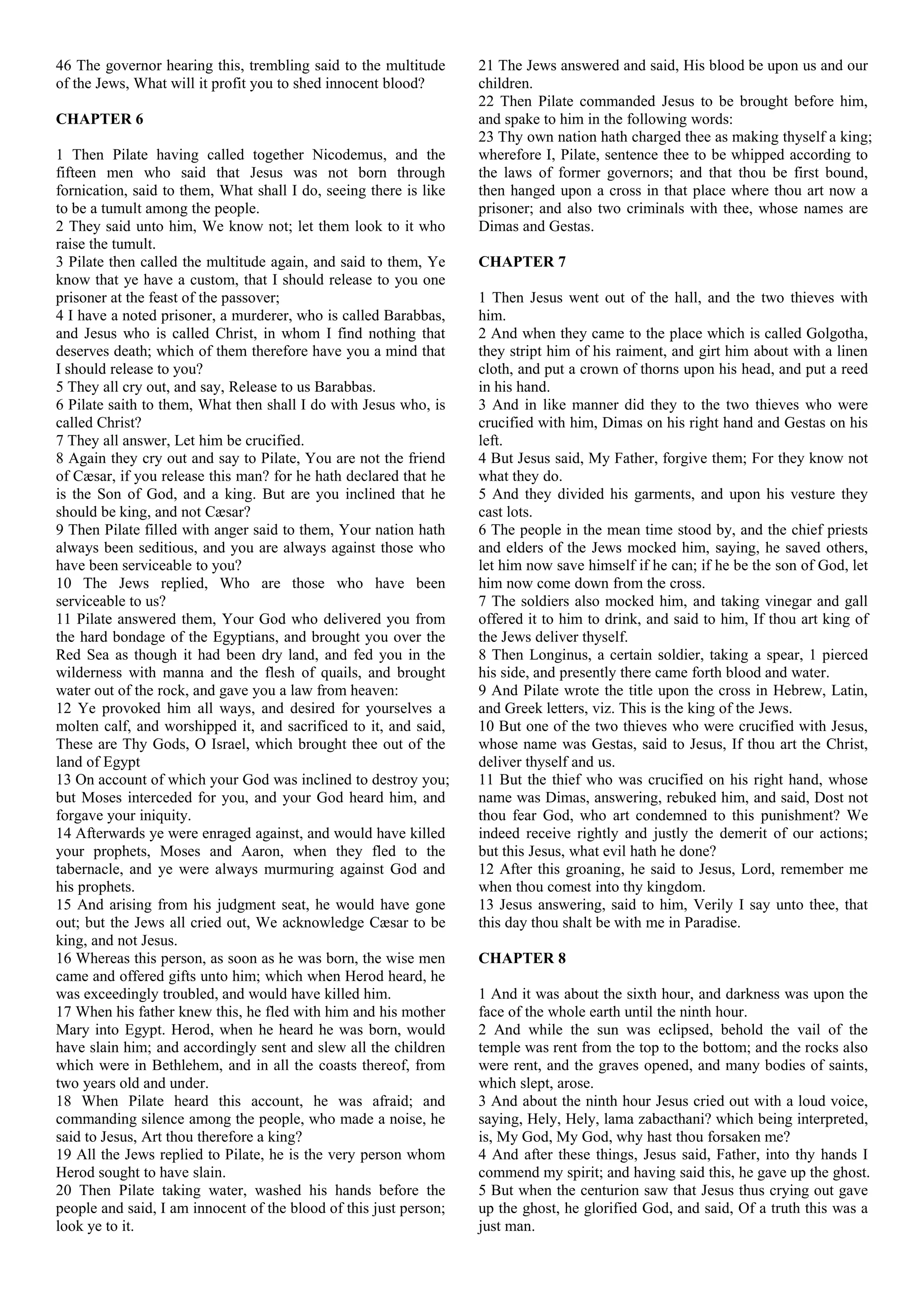 English - The Gospel of Nicodemus, formerly called The Acts of Pontius ...