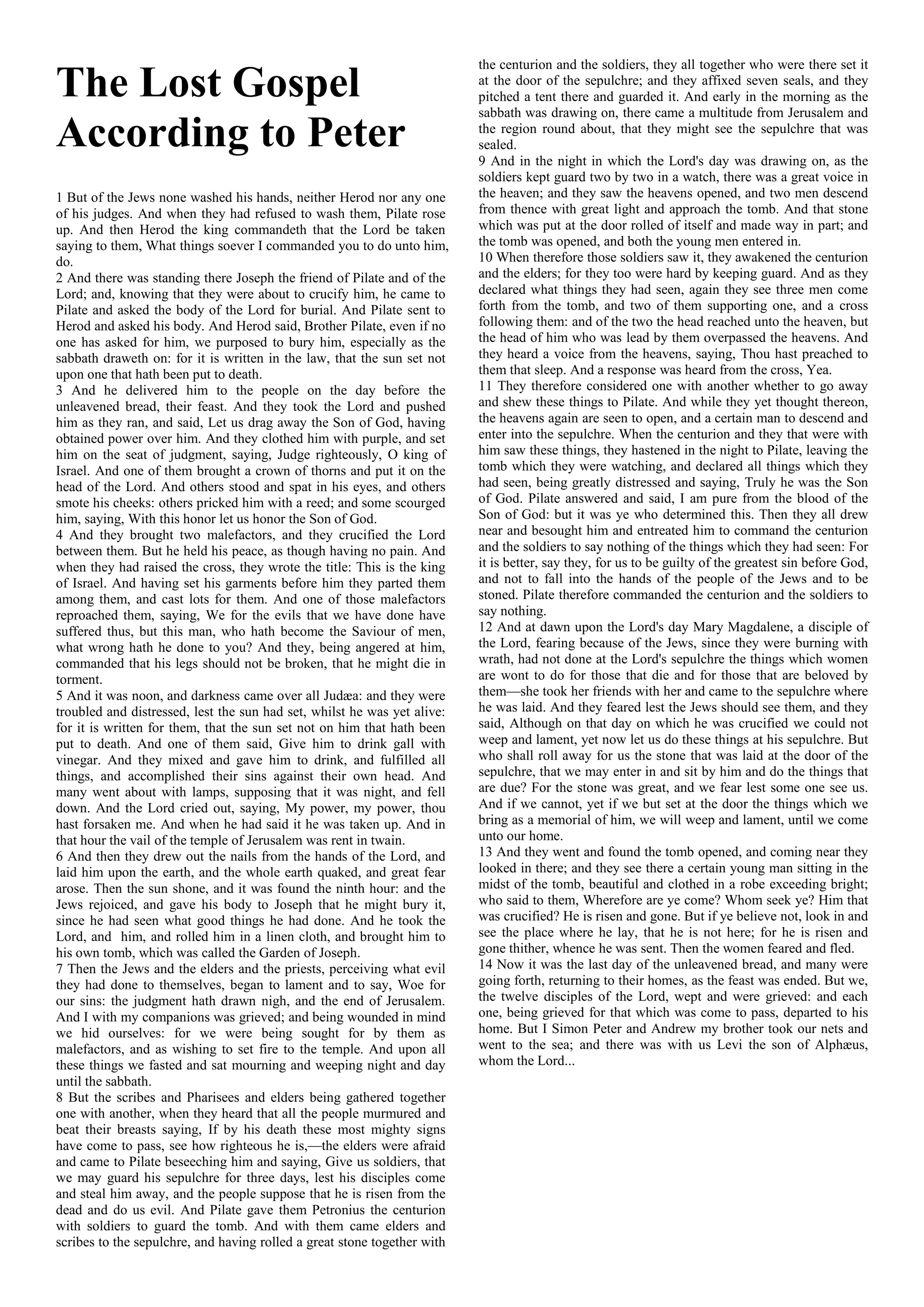 English - The Lost Gospel According to Peter.pdf | Christianity | Religion & Spirituality