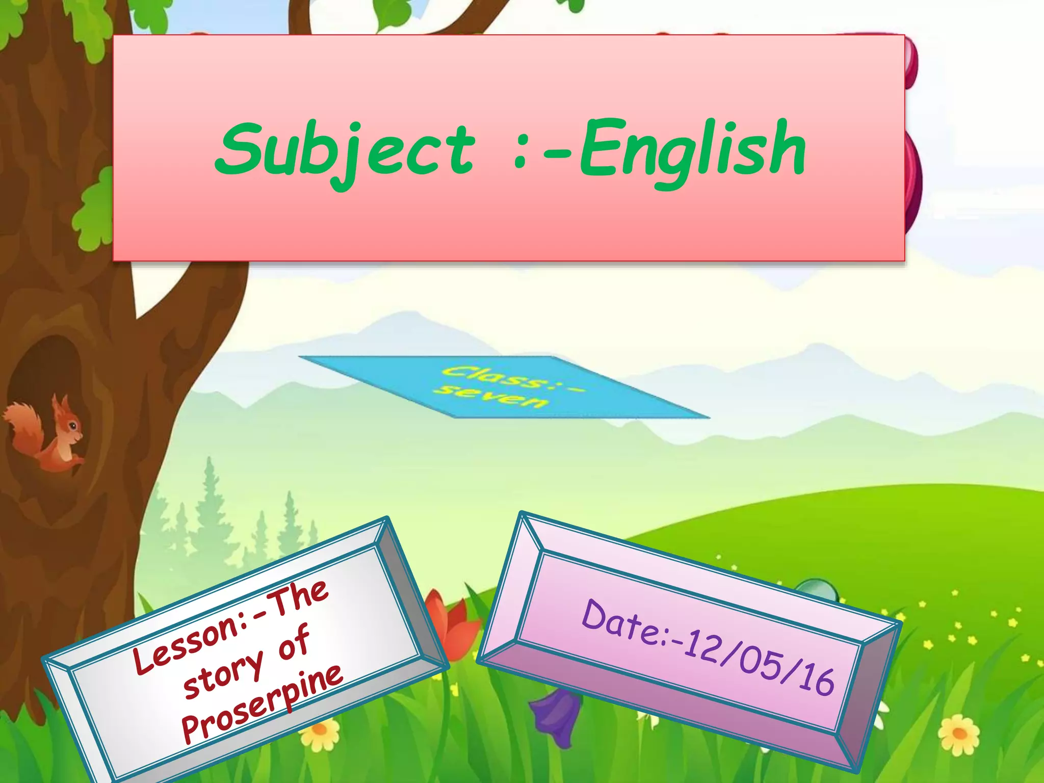 English the story of proserpine | PPT