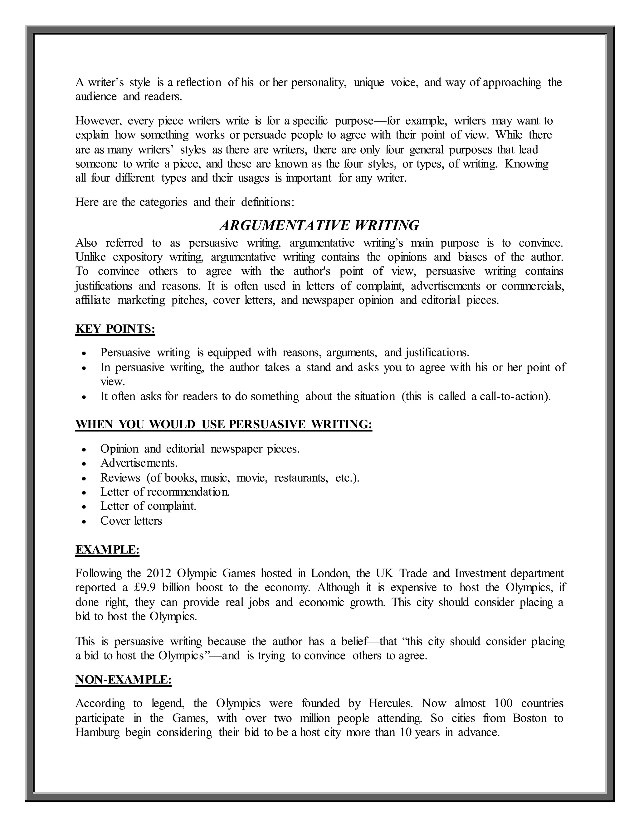 Argumentative Writing Style | PDF