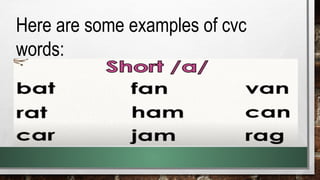 English Quarter 4 Define CVC Words and Understand That They are Made of ...