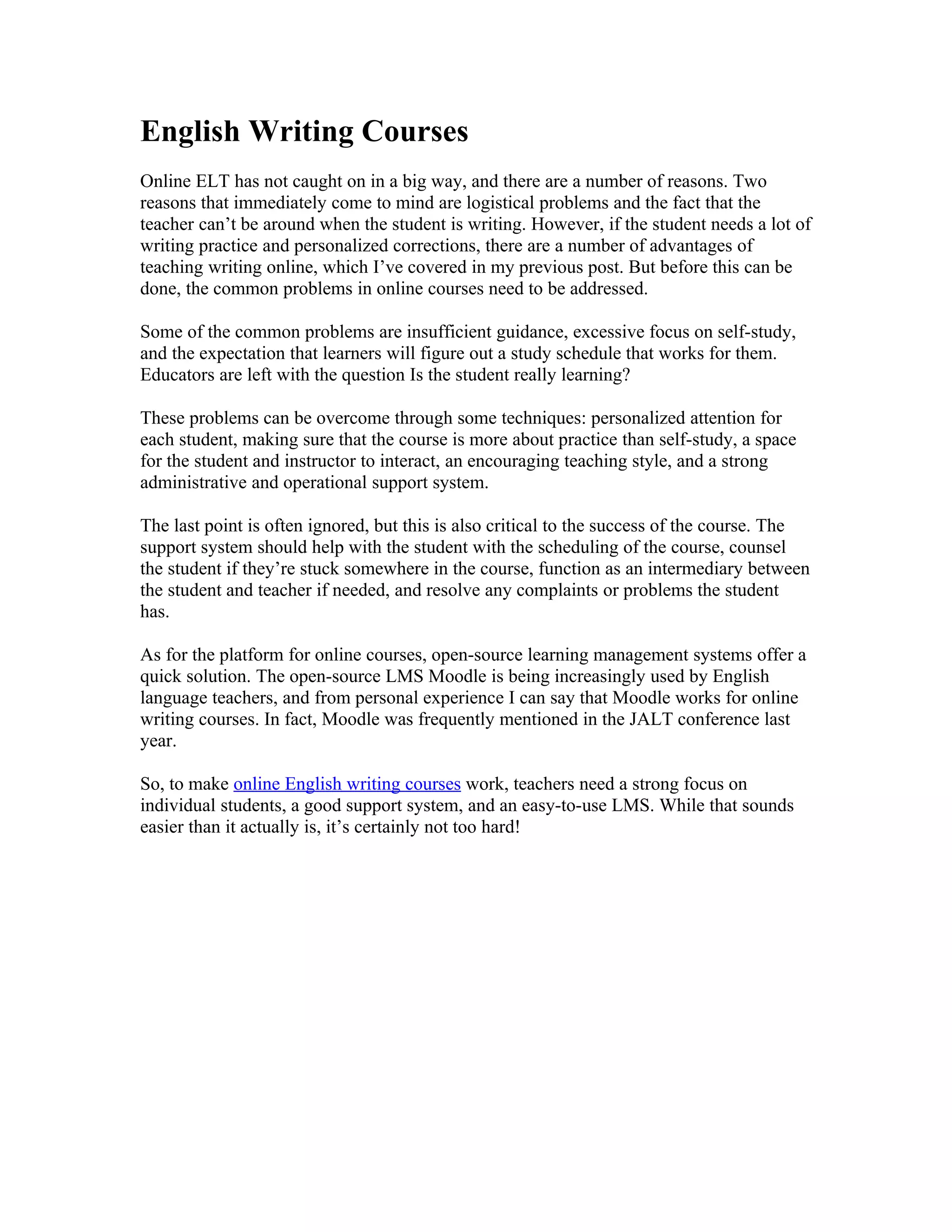 English writing courses | DOC