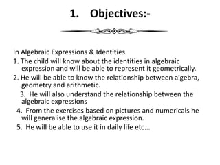 algebraic expression class VIII | PPTX