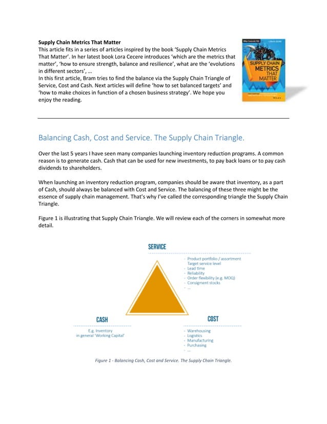 English - 1 - Balancing cash cost and service. The supply chain ...