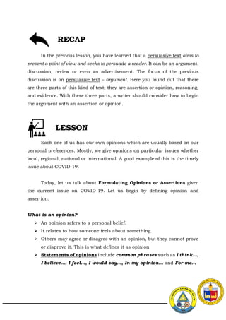 English 10 - Q2 - Quarter 2 module in english | PDF