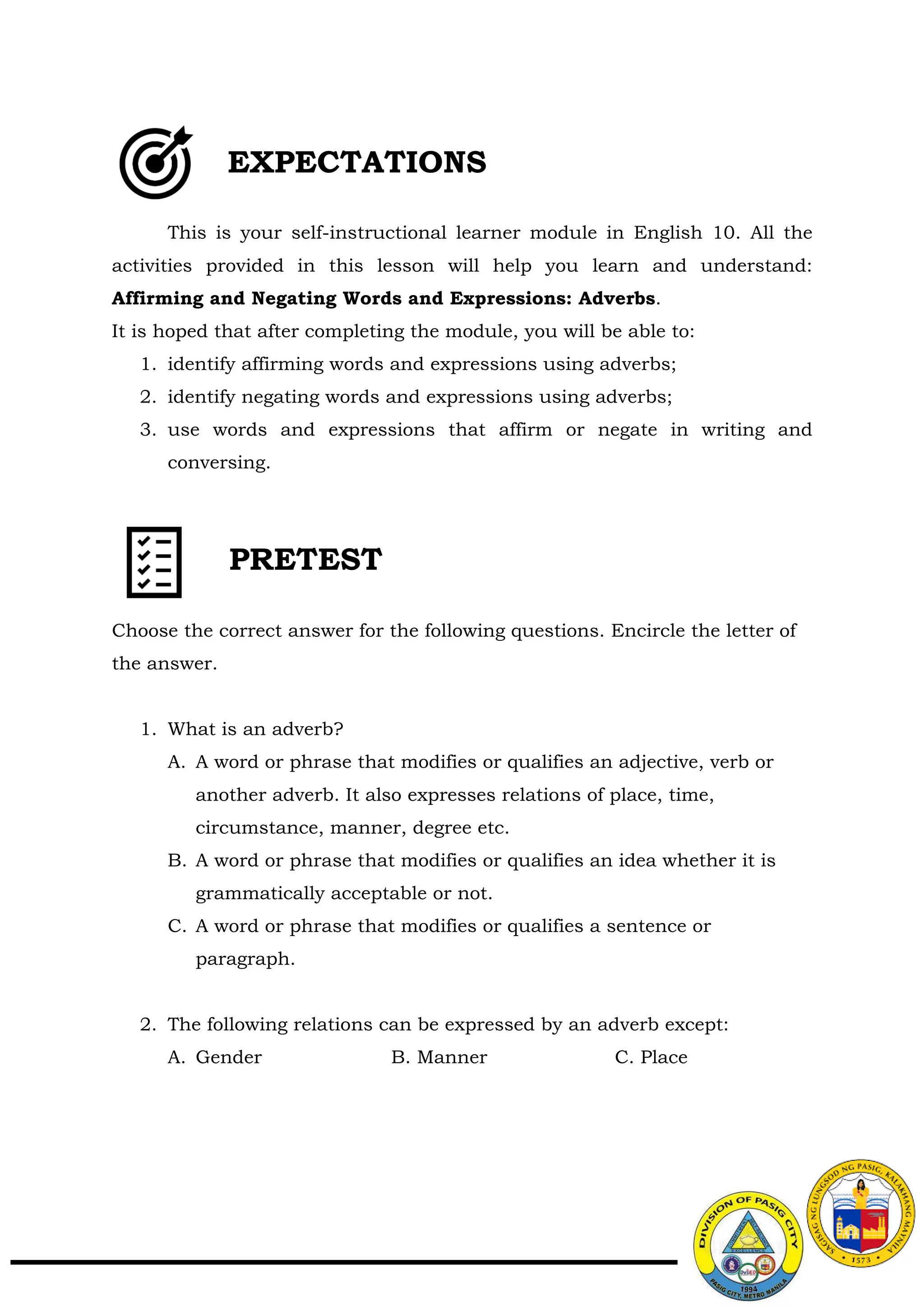 English 10 - Q2 - M5 Quarter 2 module in english | PDF | Educational ...
