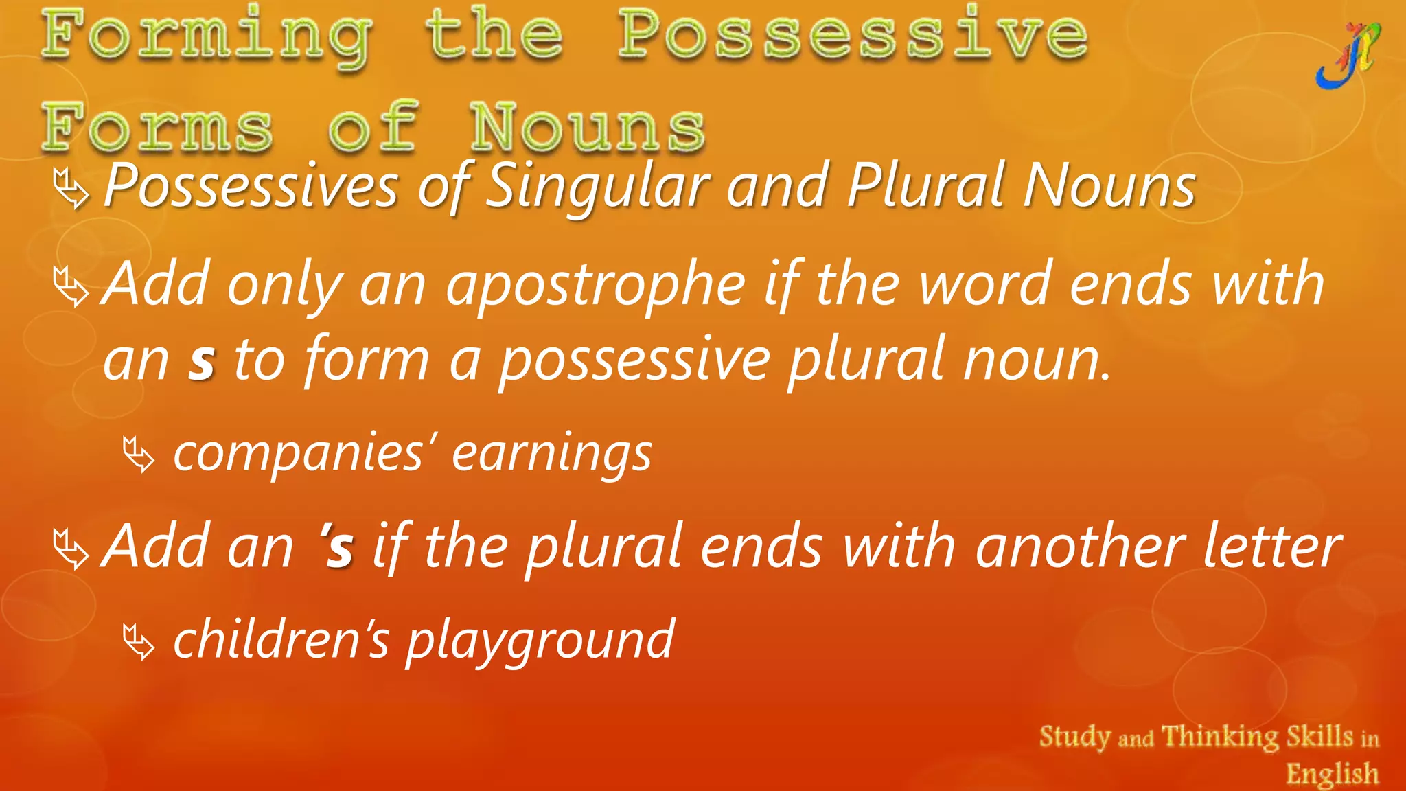 English 101. NOUNS: Rules in Forming its Plural | PPTX | College ...