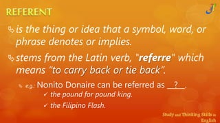 English 101. Antecedent & Referent | PPTX