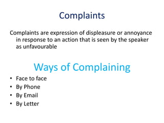 Complaining, Hope and Wish, Expression of good & bad News, Expression ...