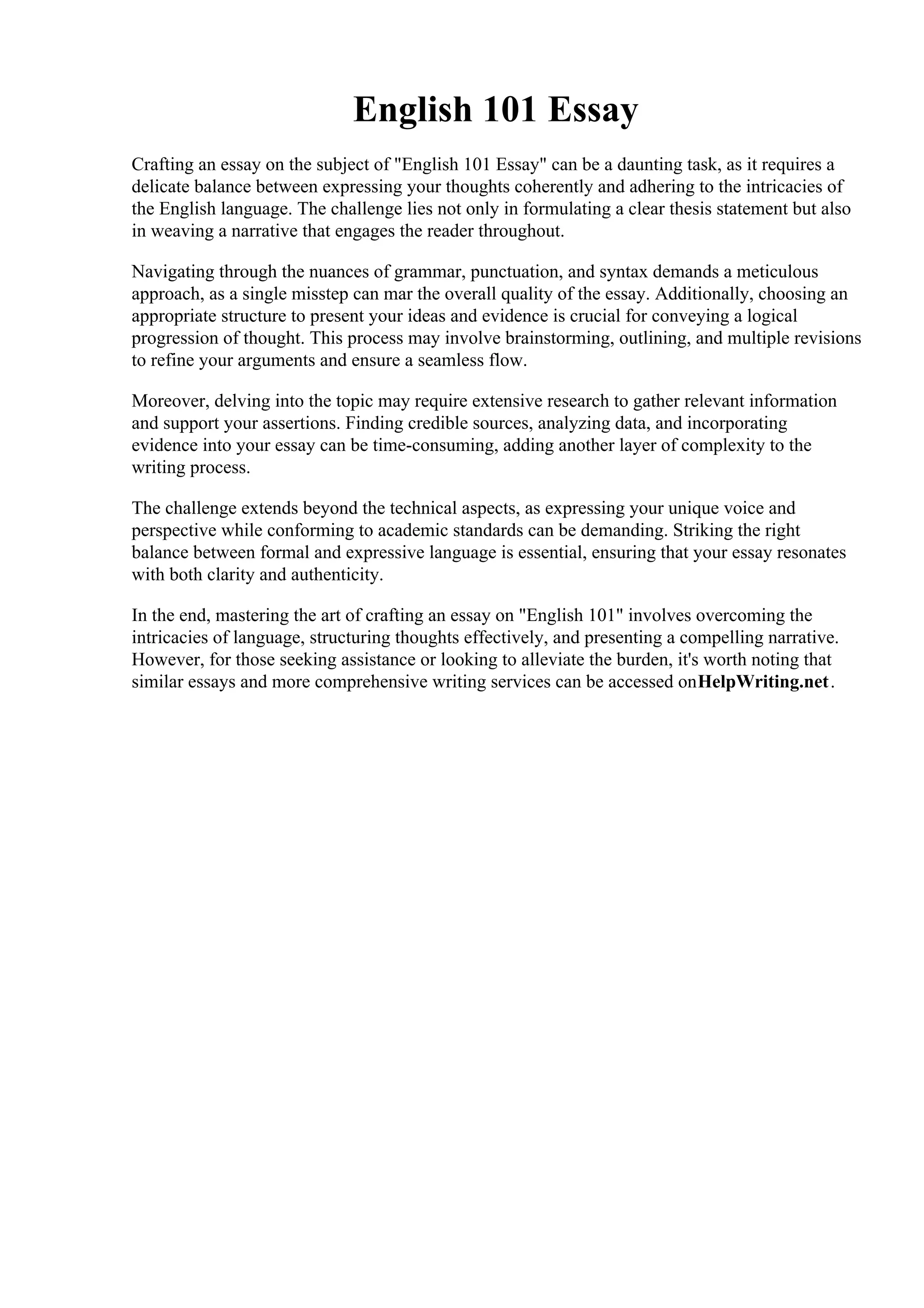 English 101 Essay | PDF